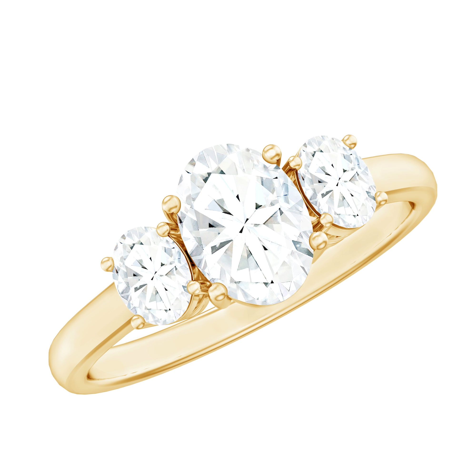 Rosec Jewels Lab Diamond Three Stone Engagement Ring - Oval Diamond ...