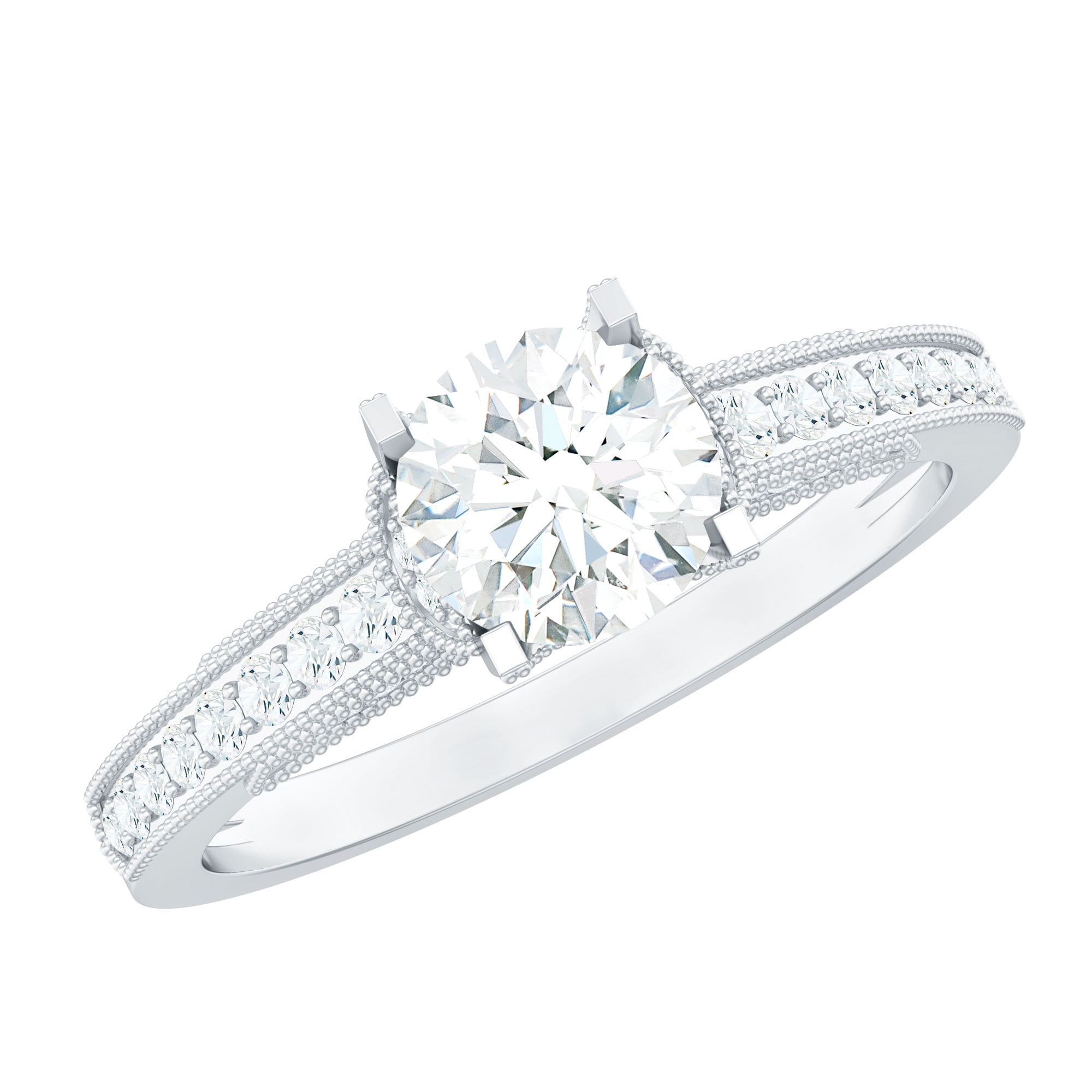 Rosec Jewels Lab Diamond Vintage Engagement Ring 1 Ct - 6 MM - EF-VS Quality Certified, 18K ...