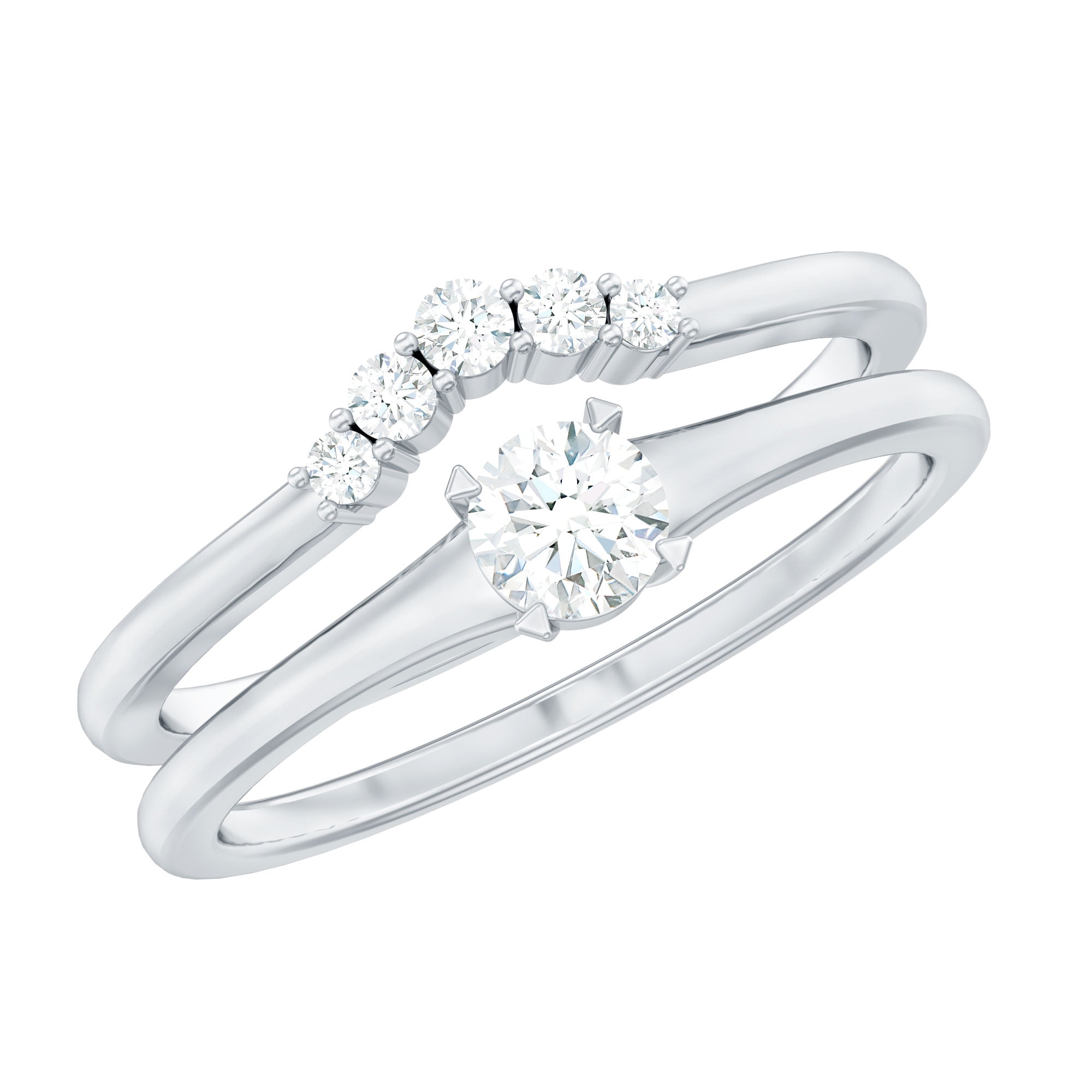 Rosec Jewels Lab Diamond Wedding Ring Set of 2 - Promise Engagement ...