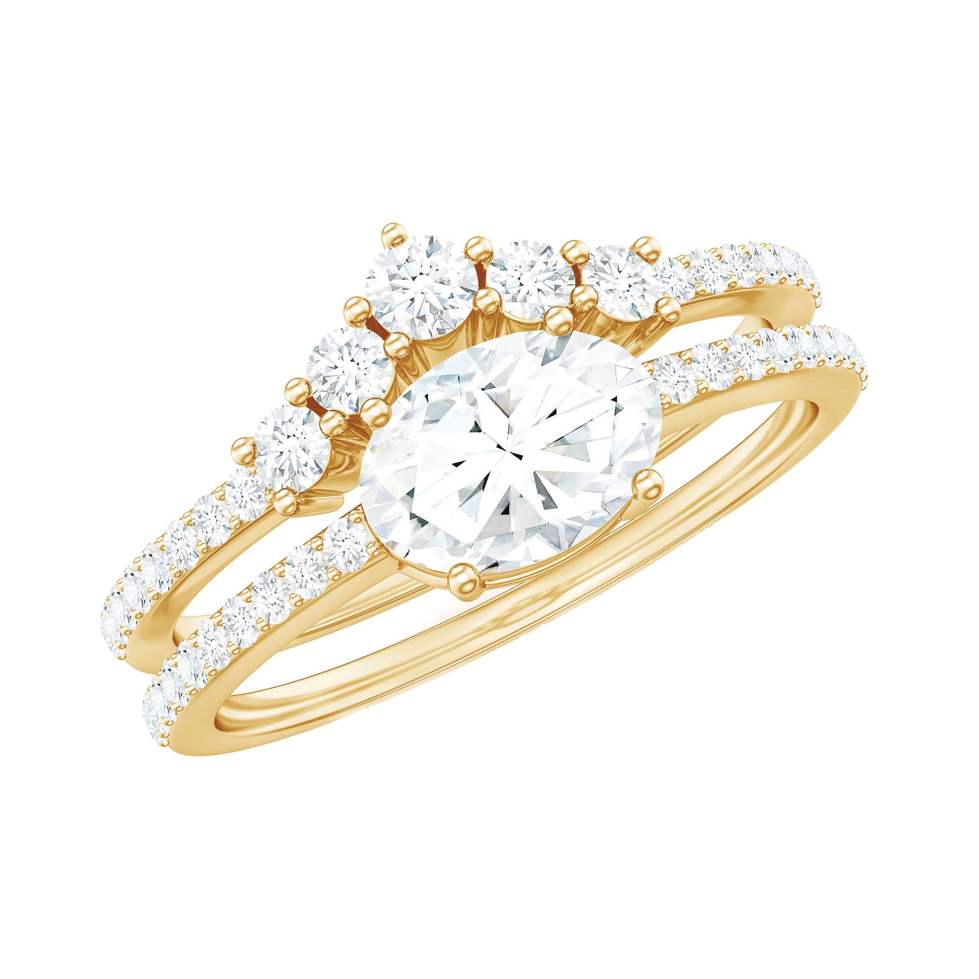 Rosec Jewels Lab Diamond Wedding Rings Set - Oval Engagement Ring with ...