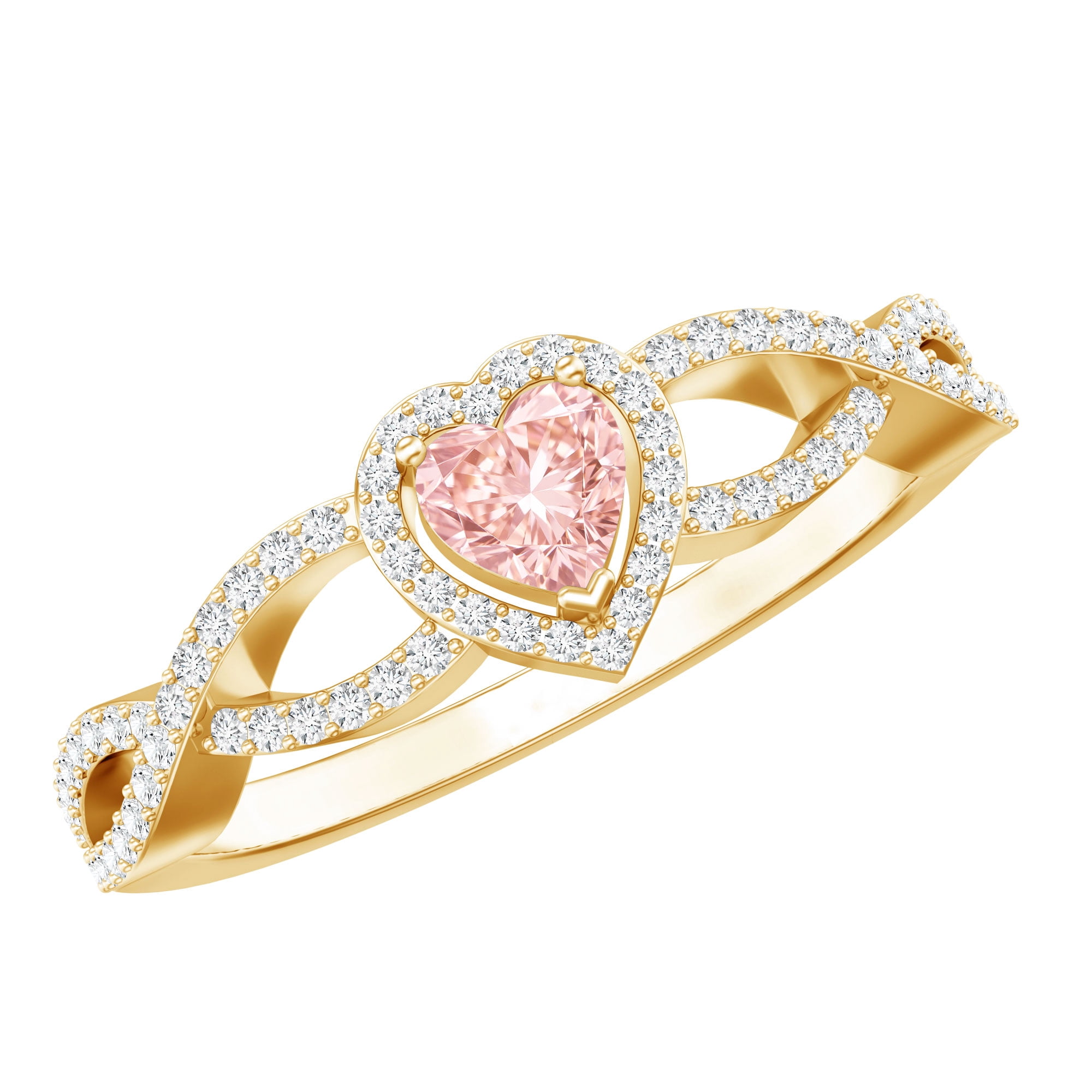 Rosec Jewels Lab Grown 1 Carat Pink Diamond Heart Engagement Ring with ...