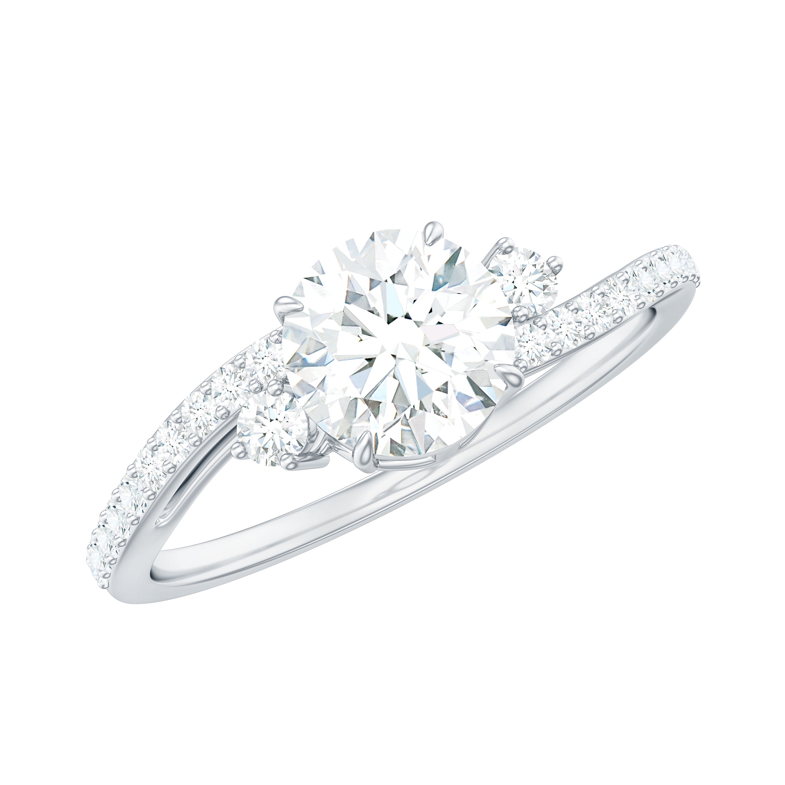 Rosec Jewels - Lab Grown Diamond Bypass Engagement Ring 1 Carat - 6 mm - EF-VS Quality, 10K ...