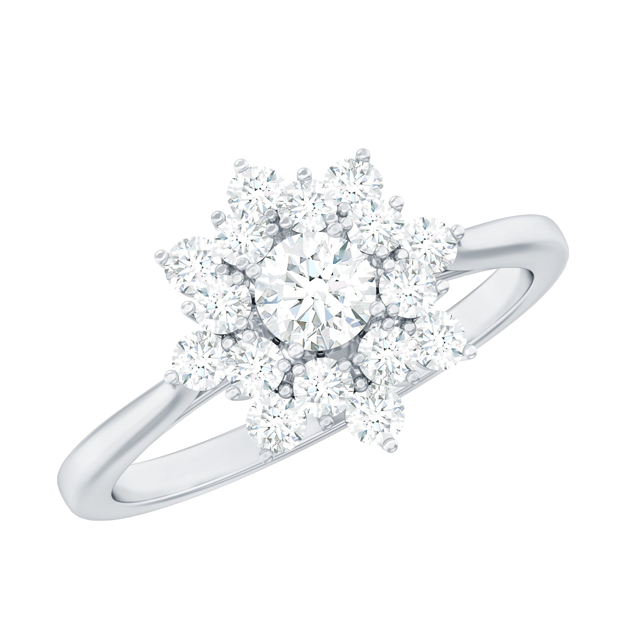 Rosec Jewels Lab Grown Diamond Cluster Engagement Ring (EF-VS Quality ...
