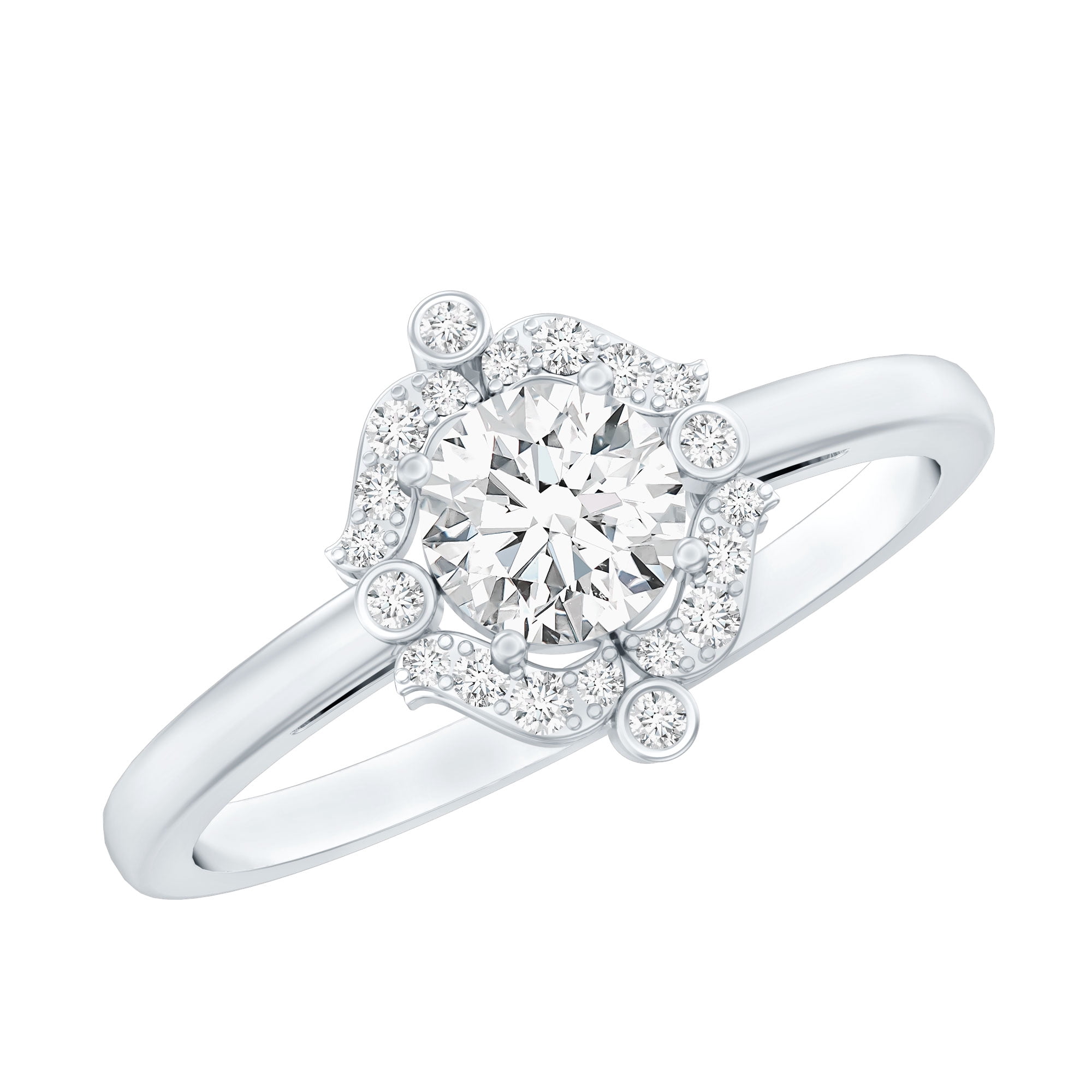 Rosec Jewels Lab Grown Diamond Engagement Ring - Vintage Inspired Halo ...