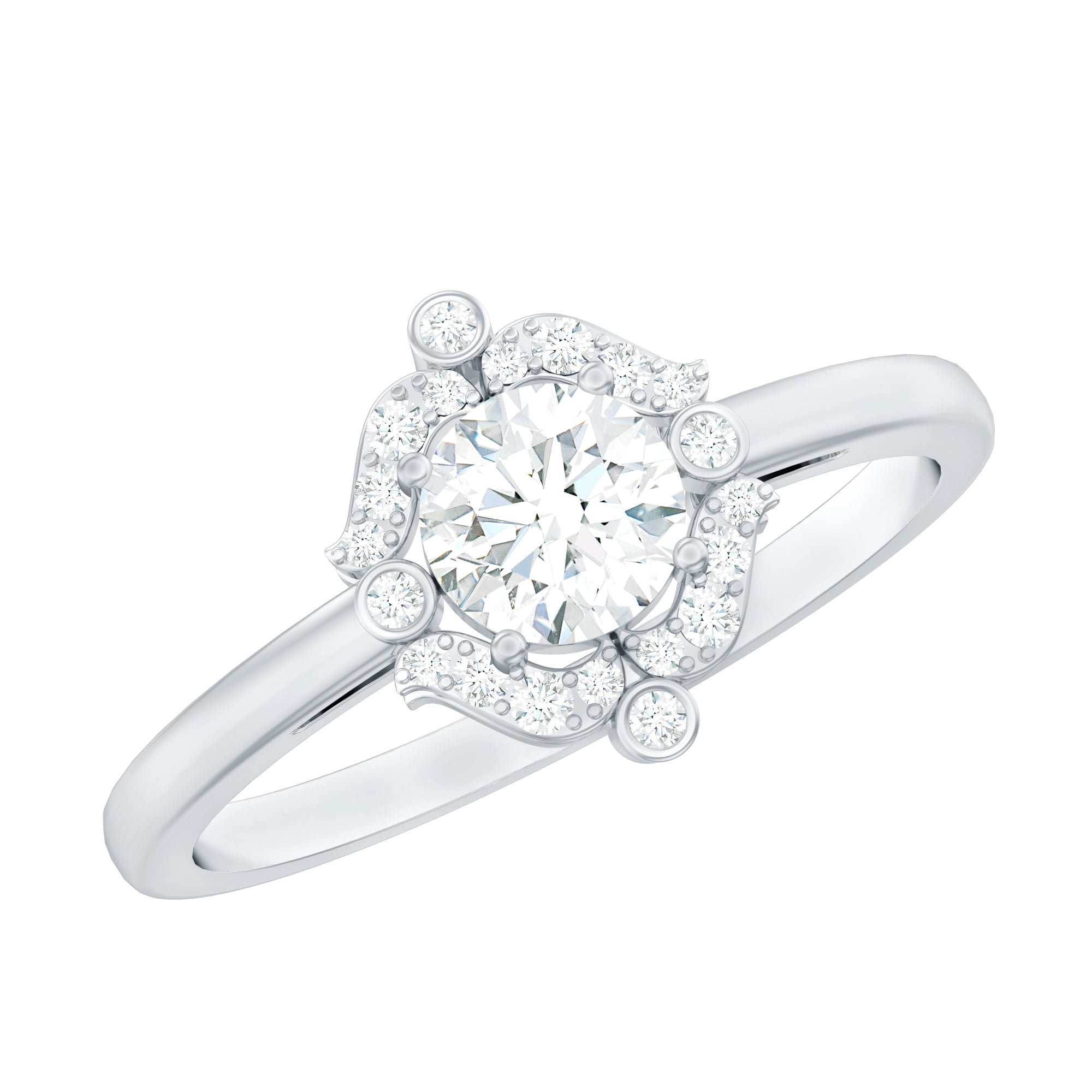 Rosec Jewels Lab Grown Diamond Engagement Ring - Vintage Inspired Halo ...