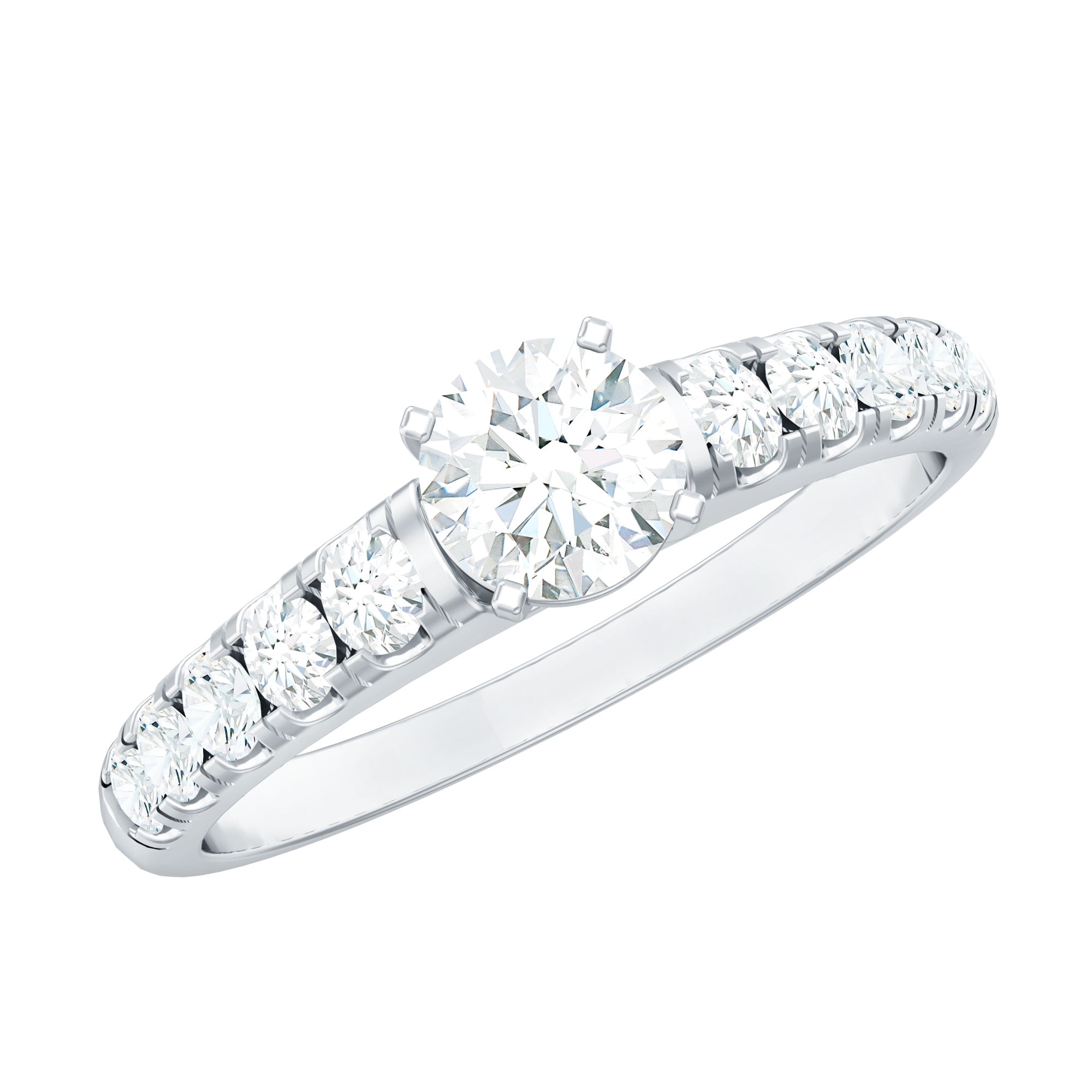 Rosec Jewels Lab Grown Diamond Engagement Ring with Side stones - 5 MM - 0.50 Carat - EF-VS ...