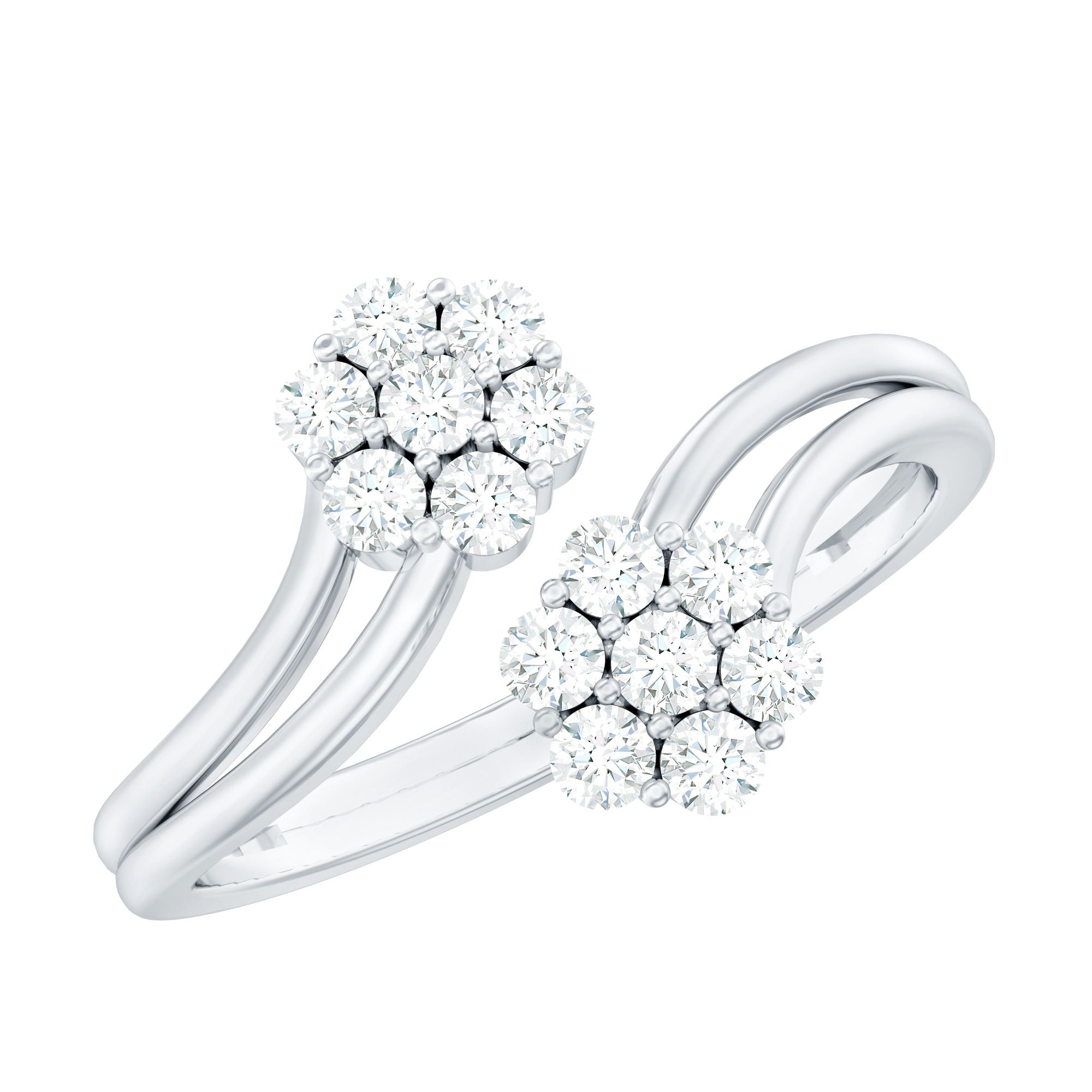 Rosec Jewels Lab Grown Diamond Flower Engagement Ring - Promise Wrap ...