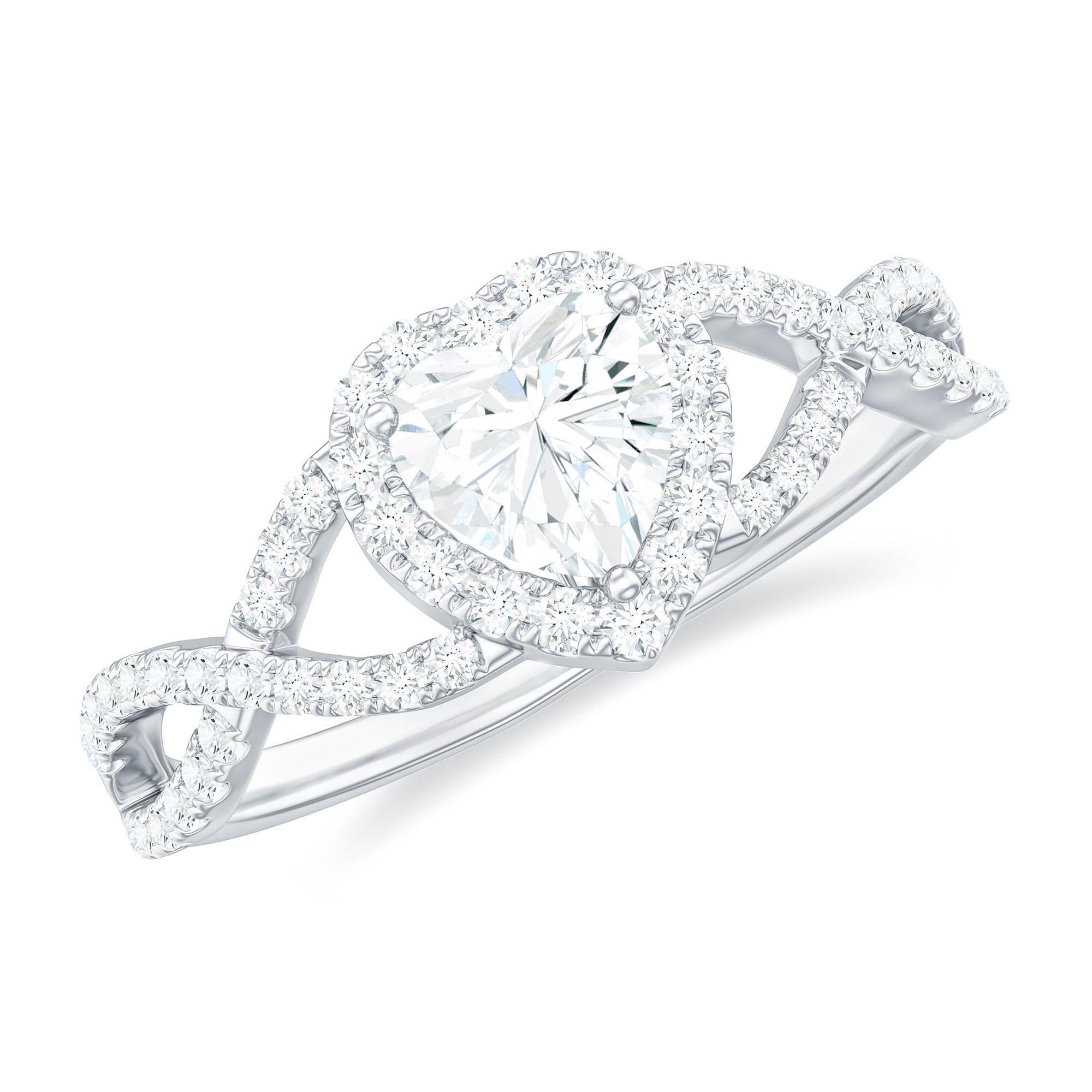 Rosec Jewels Lab Grown Diamond Heart Engagement Ring with Halo ...