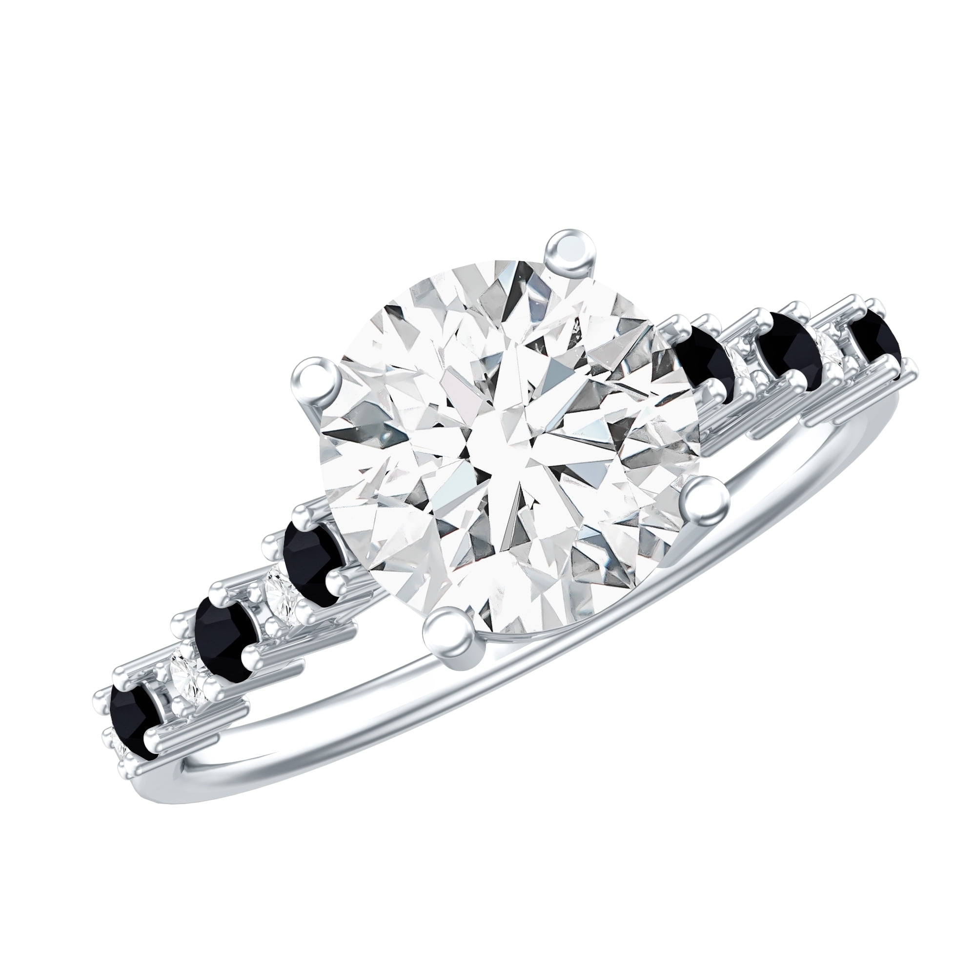Rosec Jewels Lab Grown Diamond Solitaire Engagement Ring with Black ...