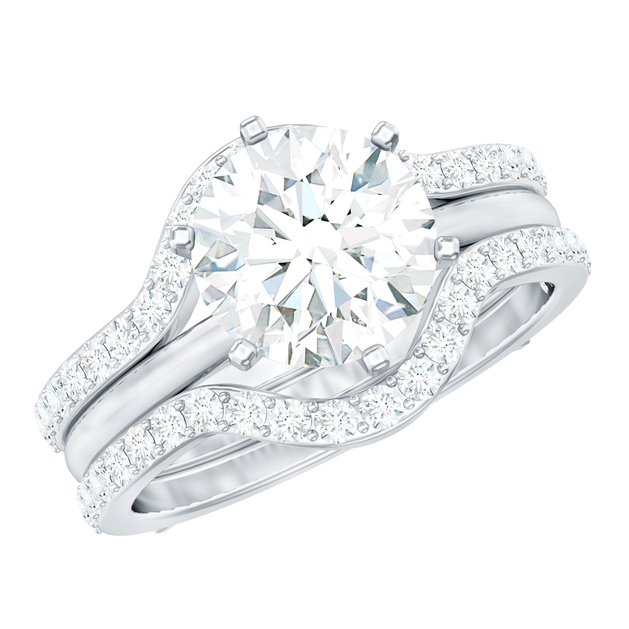 Rosec Jewels - Lab Grown Diamond Wedding Ring Set with Enhancer Guard - 2 Carat Engagement Ring ...