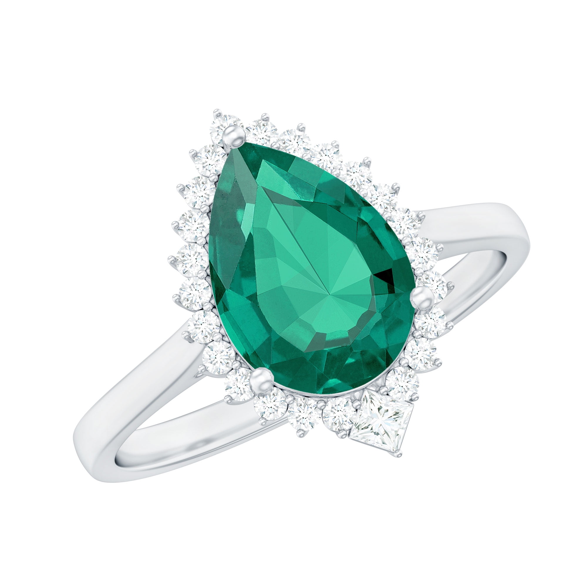 Rosec Jewels Lab Grown Emerald Cocktail Ring with Diamond Halo for ...