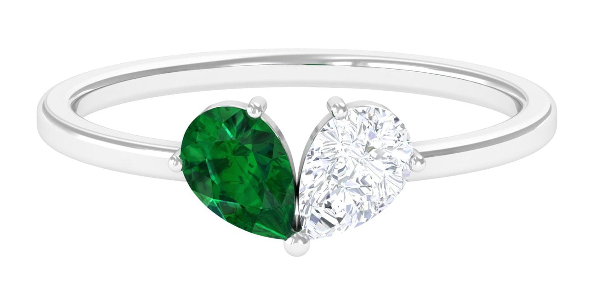 Rosec Jewels Lab Grown Emerald Promise Ring for Women with Moissanite ...