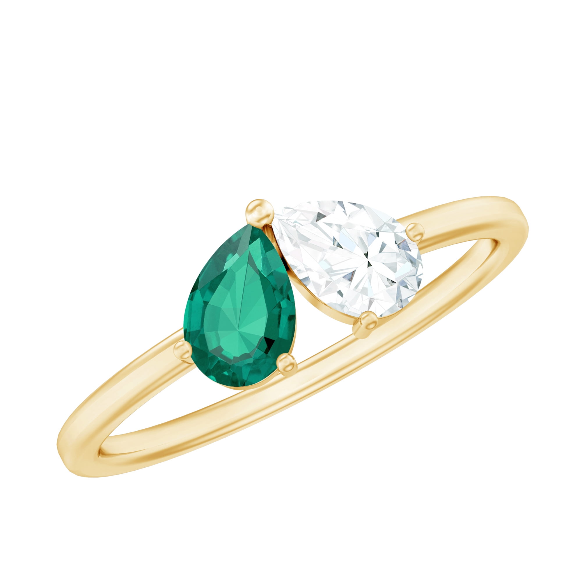 Rosec Jewels Lab Grown Emerald Promise Ring for Women with Moissanite ...