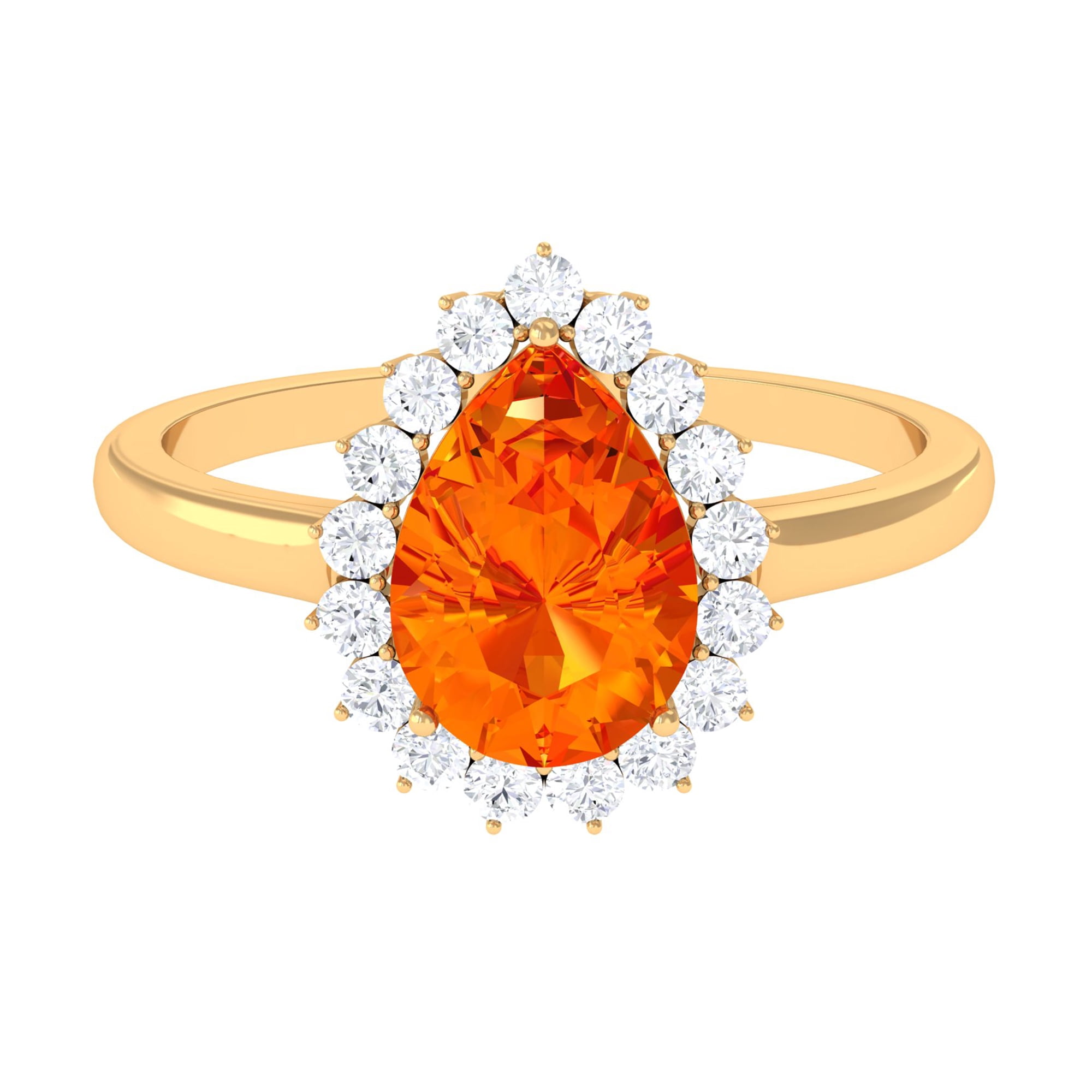 Rosec Jewels Lab Grown Orange Sapphire Ring with Diamond Halo - 7X10 mm ...
