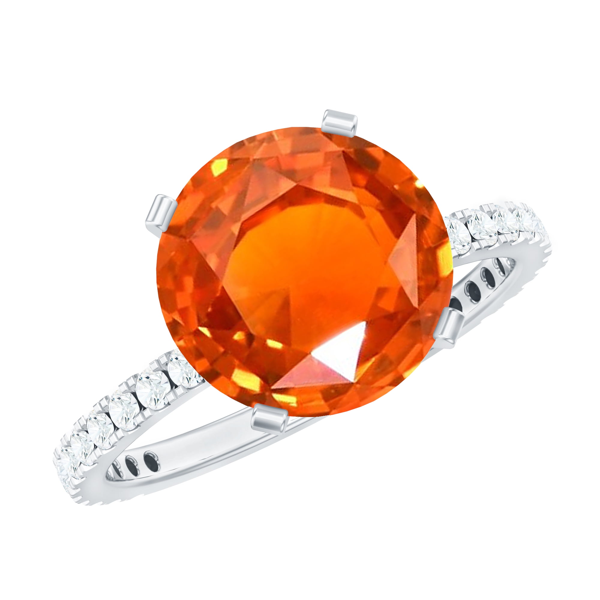 Rosec Jewels Lab Grown Orange Sapphire Solitaire Ring with Diamond Side ...