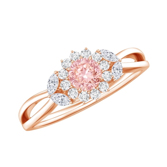 Rosec Jewels Lab Grown Pink Diamond Flower Engagement Ring 1 Carat ...