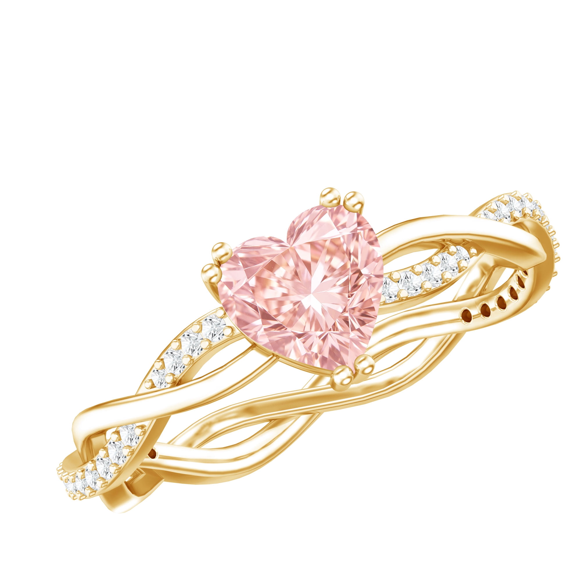 Rosec Jewels Lab Grown Pink Diamond Heart Engagement Ring 1 Carat ...