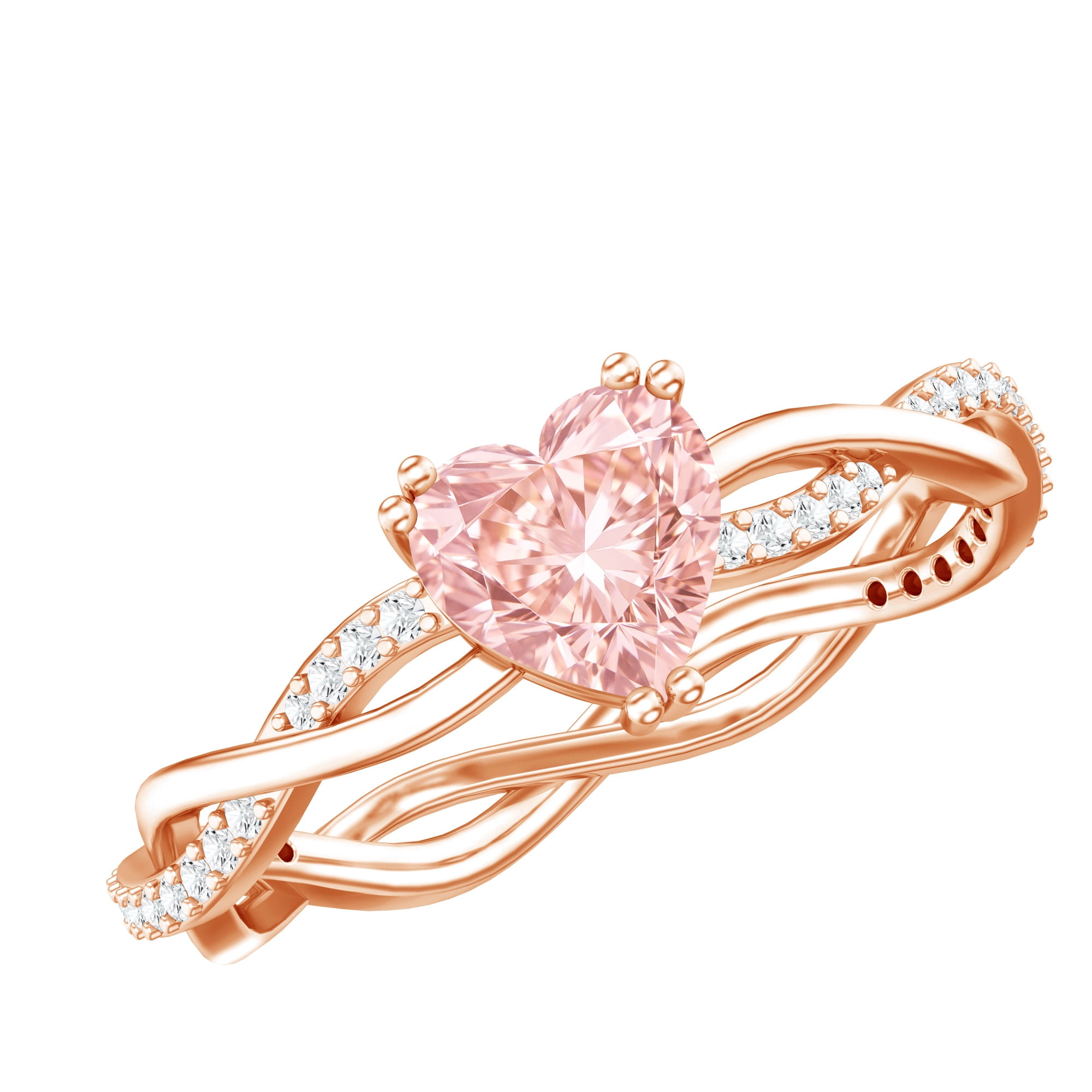 Rosec Jewels Lab Grown Pink Diamond Heart Engagement Ring 1 Carat ...