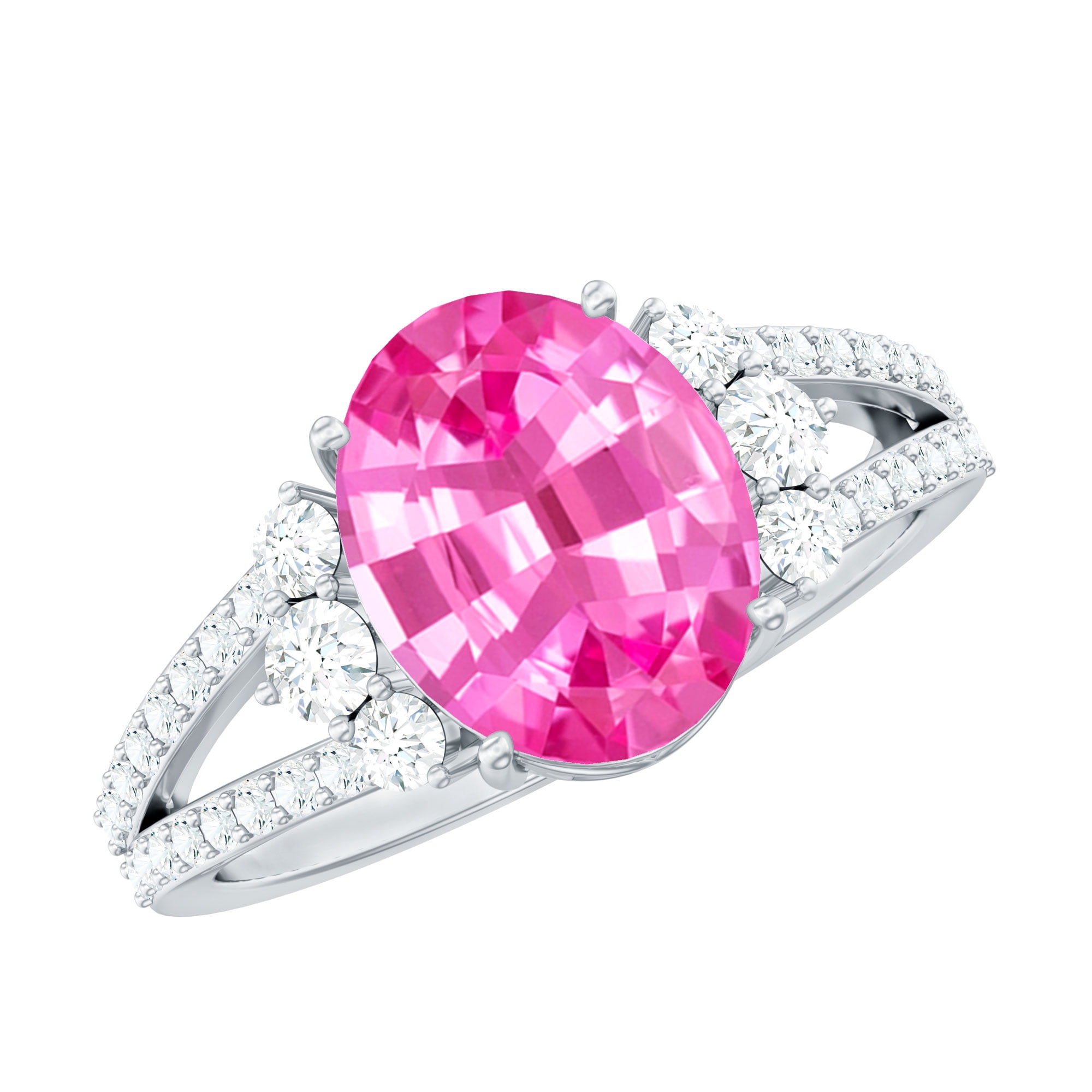 Rosec Jewels Lab Grown Pink Sapphire Ring for Women with Moissanite ...