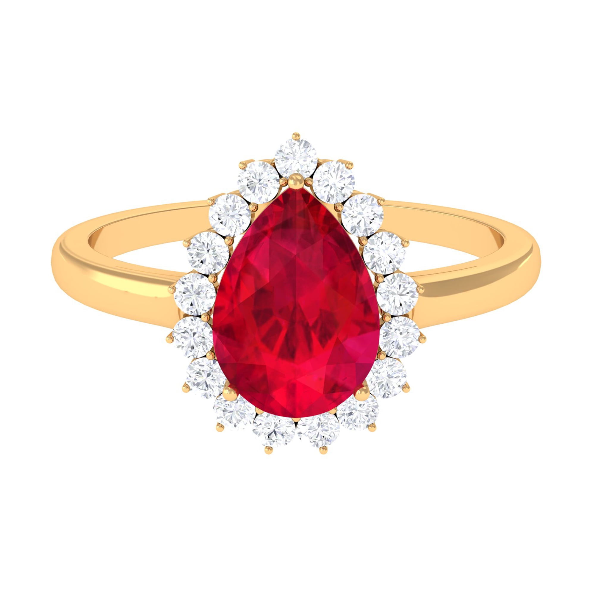 Rosec Jewels Lab Grown Ruby Ring with Diamond Halo for Women - 7X10 mm ...