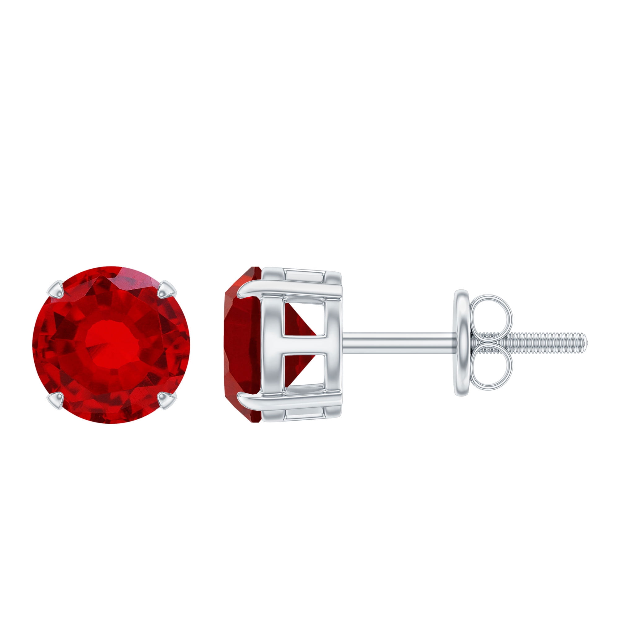 Rosec Jewels Lab Grown Ruby Solitaire Stud Earring for Mom - 6 mm ...
