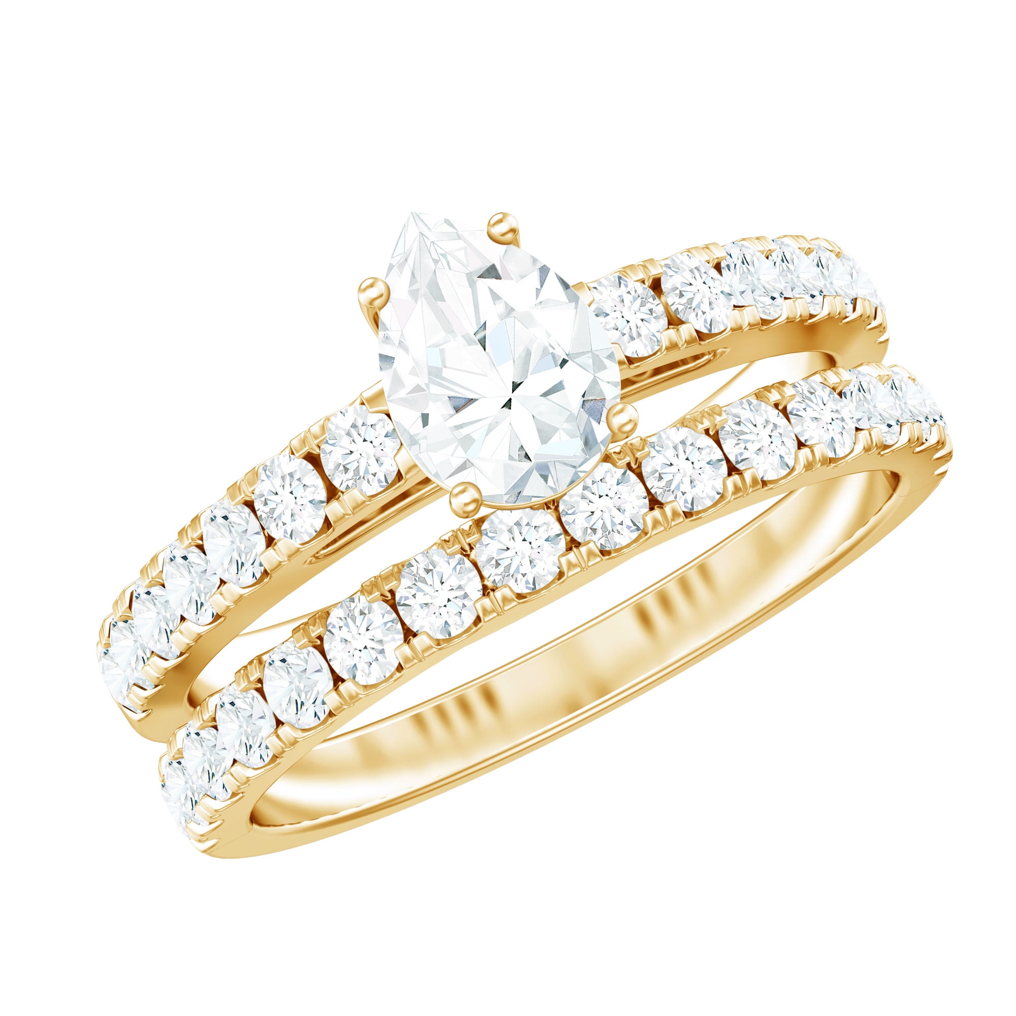 Rosec Jewels Lab Grown Wedding Engagement Rings Set with Band - 5X7 MM ...