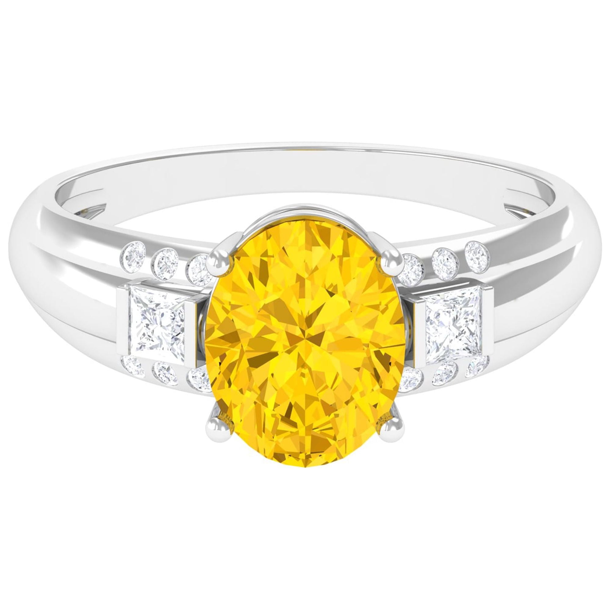 Rosec Jewels Lab Grown Yellow Sapphire Solitaire Statement Ring with ...