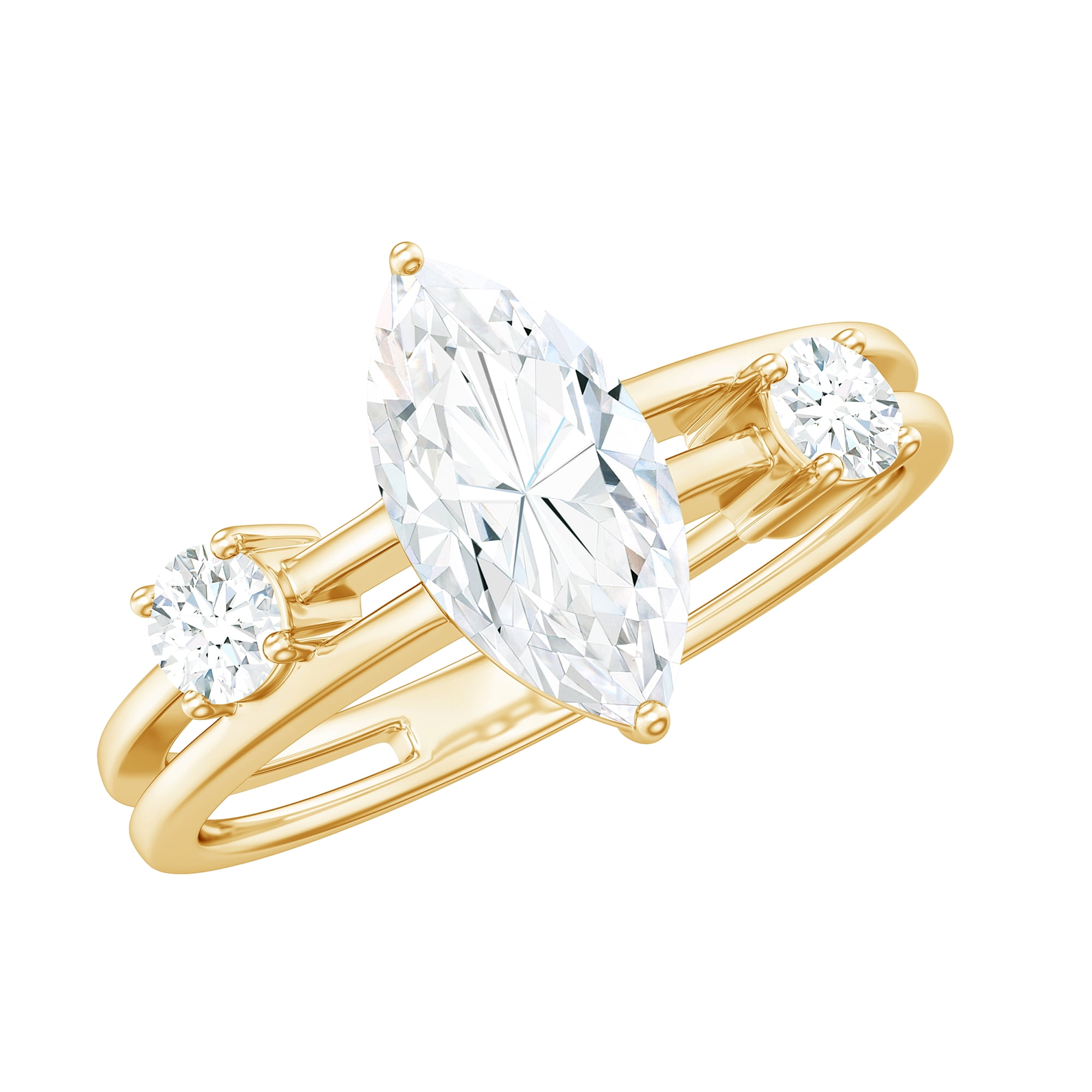 Rosec Jewels Moissanite Marquise Engagement Ring 1 Ct - Double Band ...