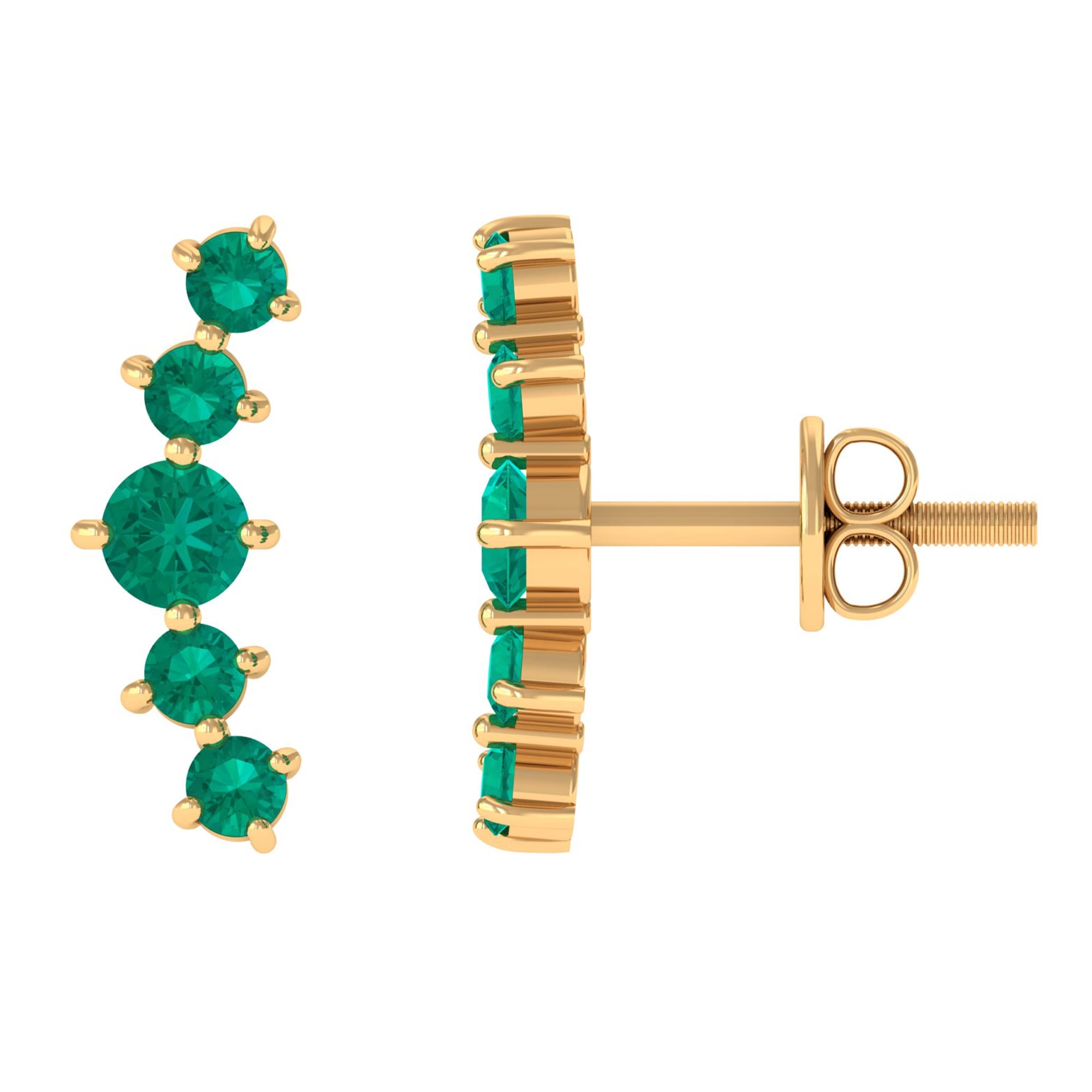 Rosec Jewels Minimal Climber Earrings with Emerald in Graduated Style ...