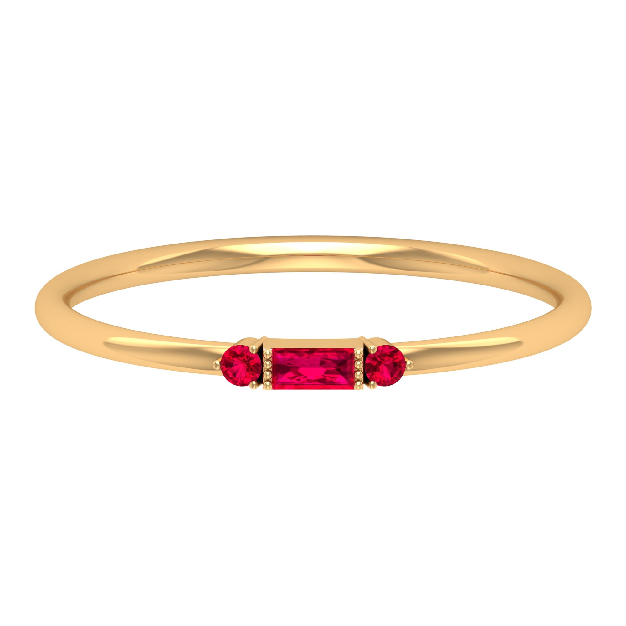 Rosec Jewels Minimal Ruby Promise Ring, Baguette and Round Cut Ruby ...