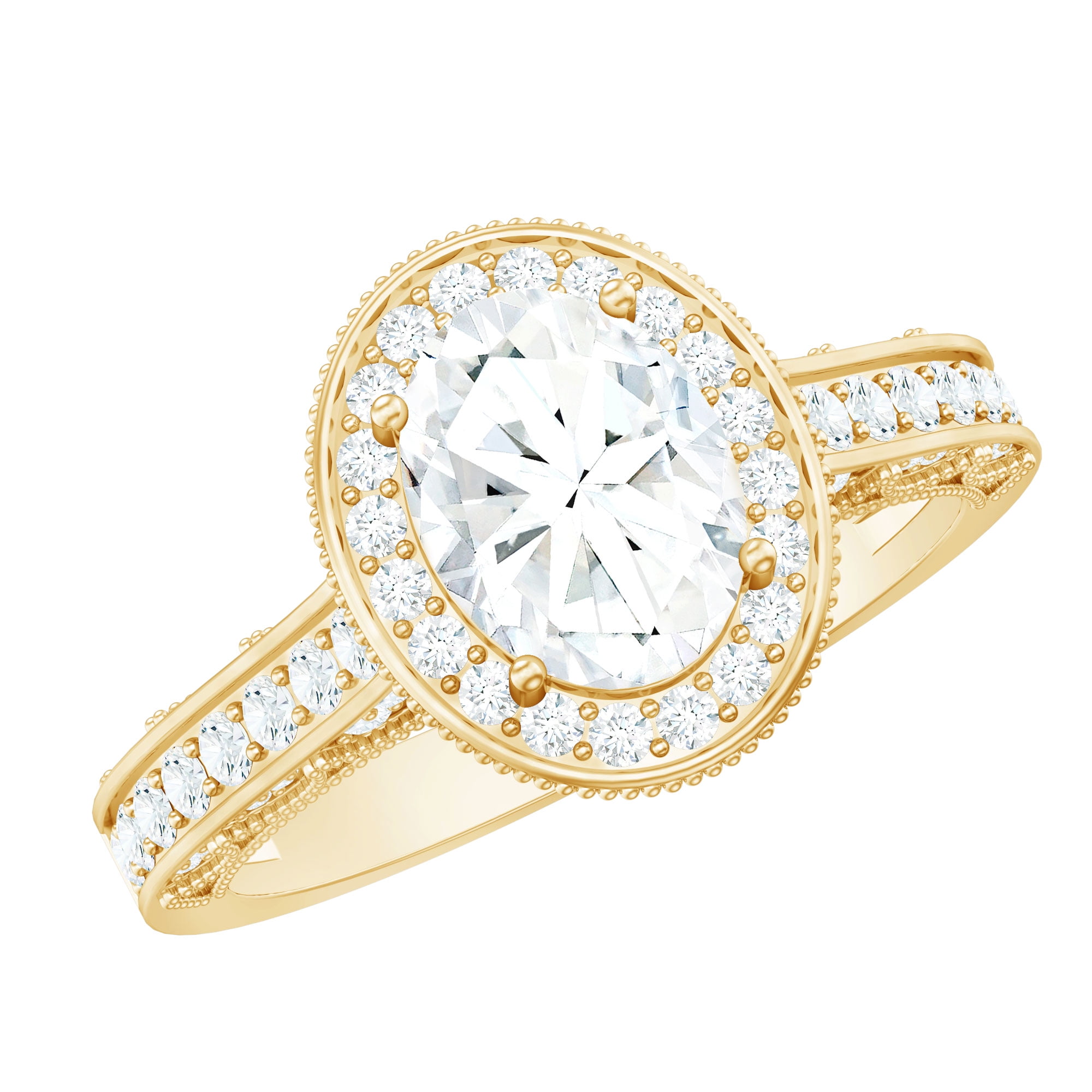 Rosec Jewels Moissanite Vintage Inspired Engagement Ring (1 Ct, 6X8 mm ...