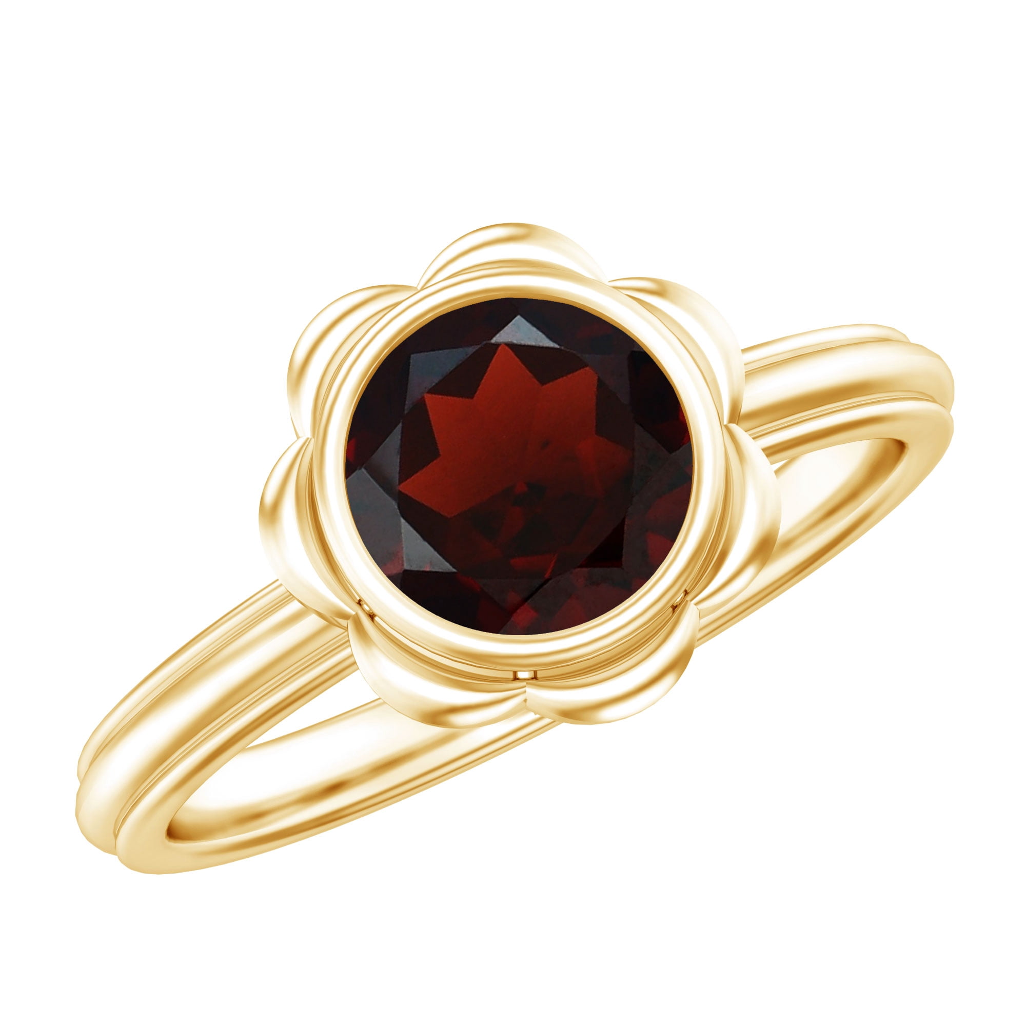 Rosec Jewels Natural Garnet Flower Engagement Ring (1.7 Carat, AAA ...