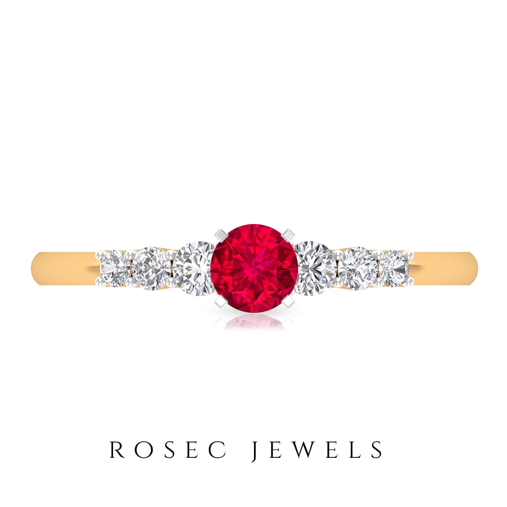 Rosec Jewels Natural Ruby Promise Ring with Diamond Side Stones for ...