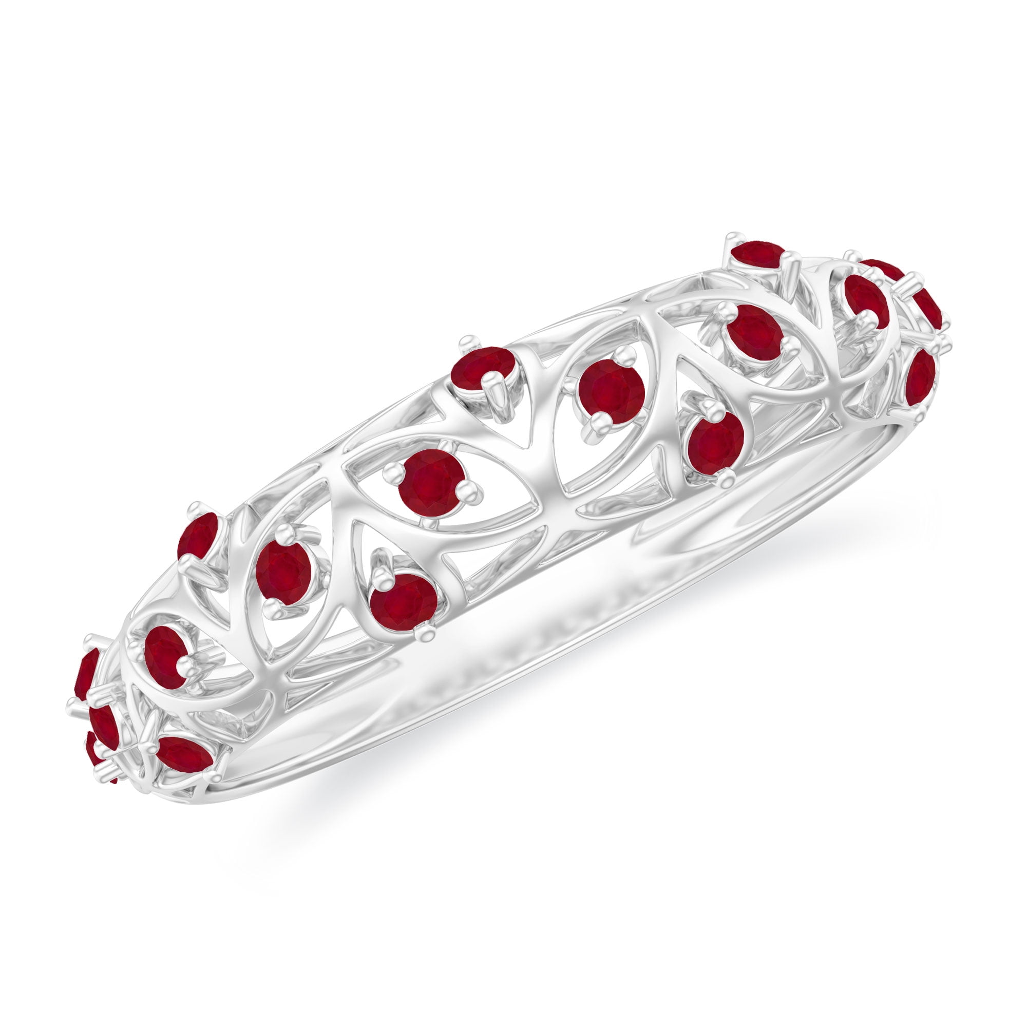 Rosec Jewels Natural Ruby Semi Eternity Band Ring, Filigree Band - AAA ...