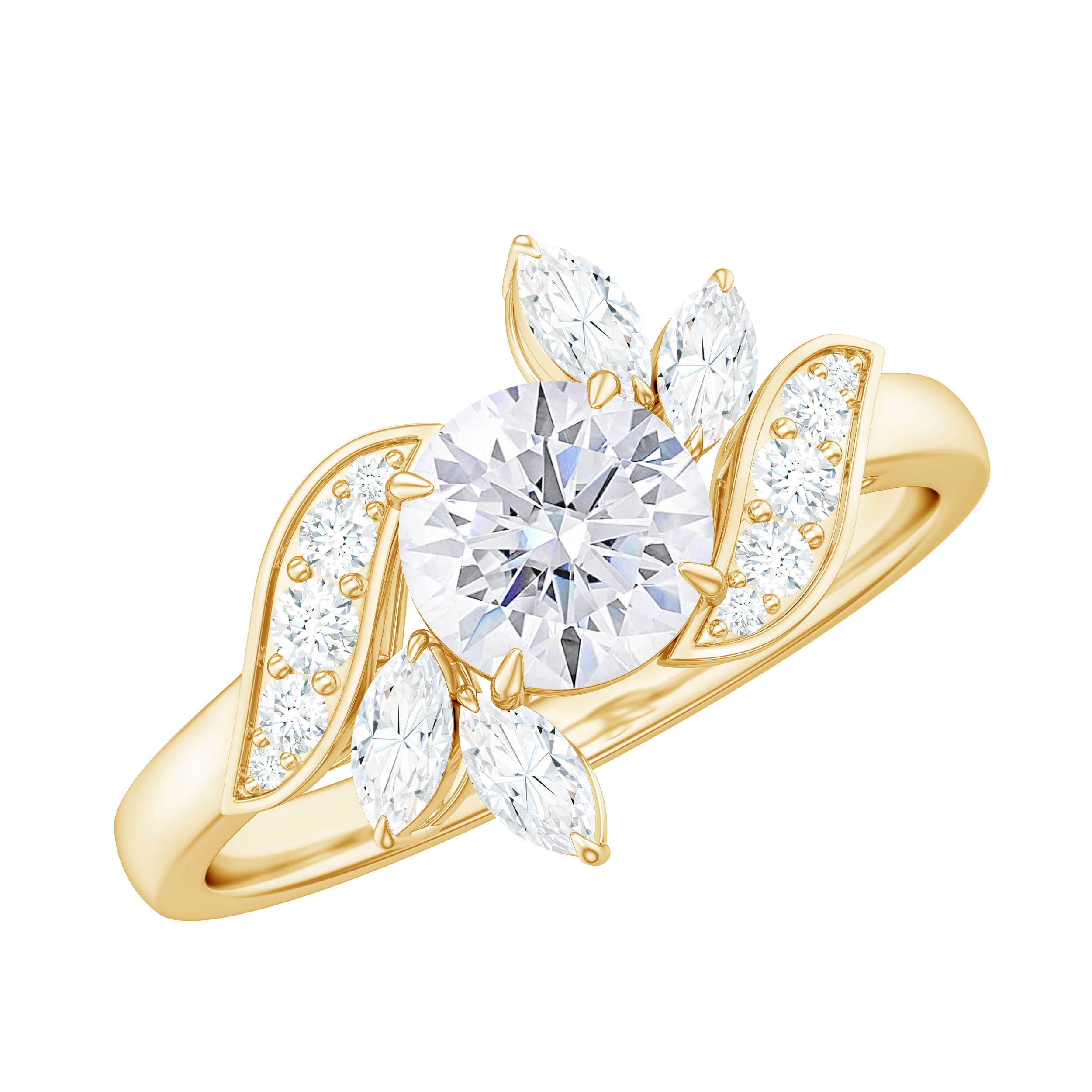 Rosec Jewels Nature Inspired Floral Ring, Certified Moissanite ...