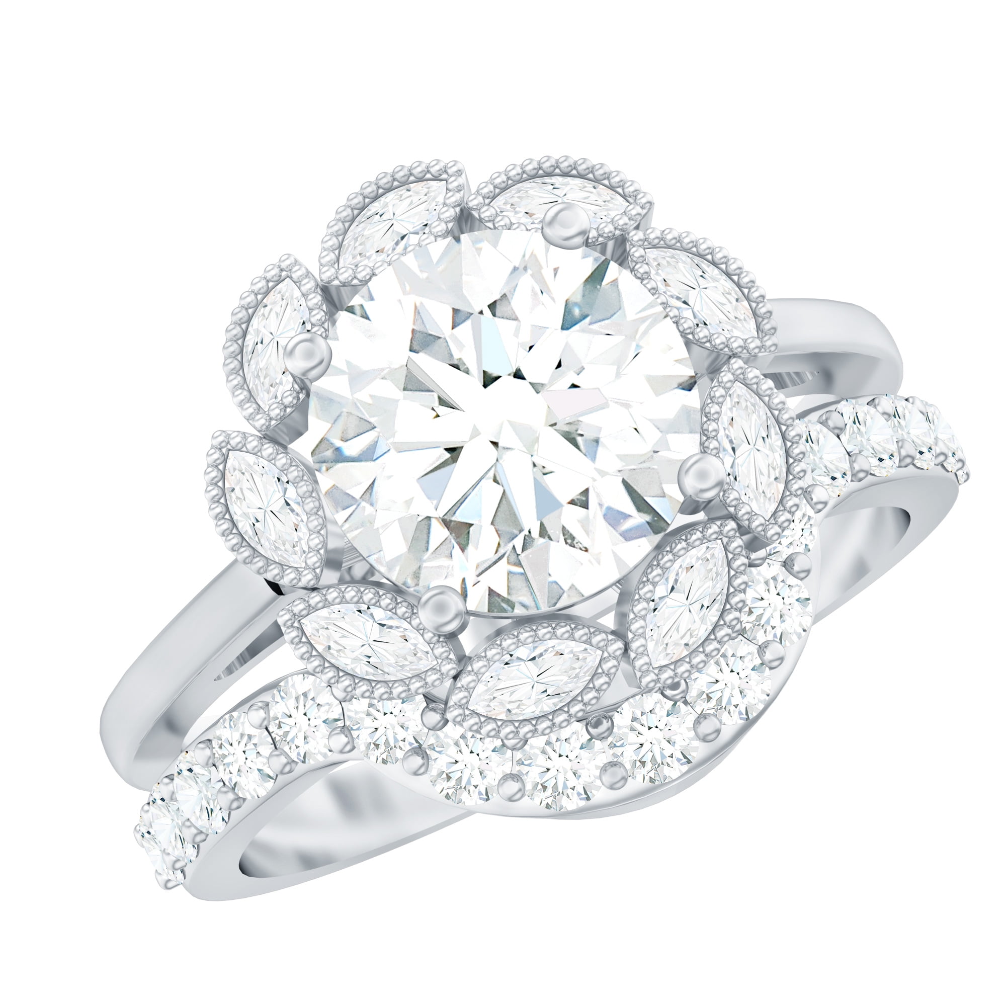 Rosec Jewels Nature Inspired Lab Grown Diamond Wedding Bridal Ring Set ...