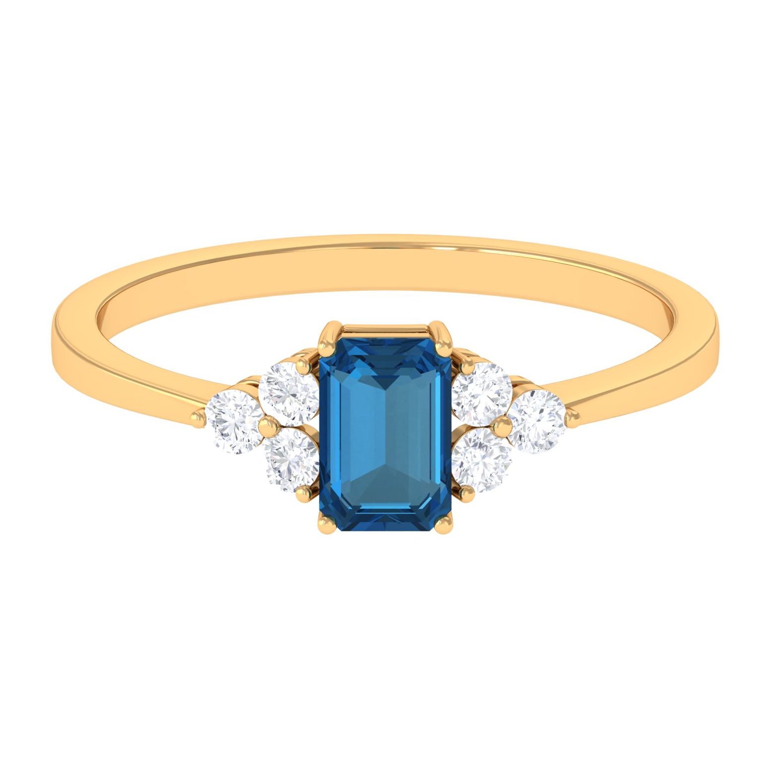 Rosec Jewels Octagon Cut London Blue Topaz Solitaire Ring with Diamond ...