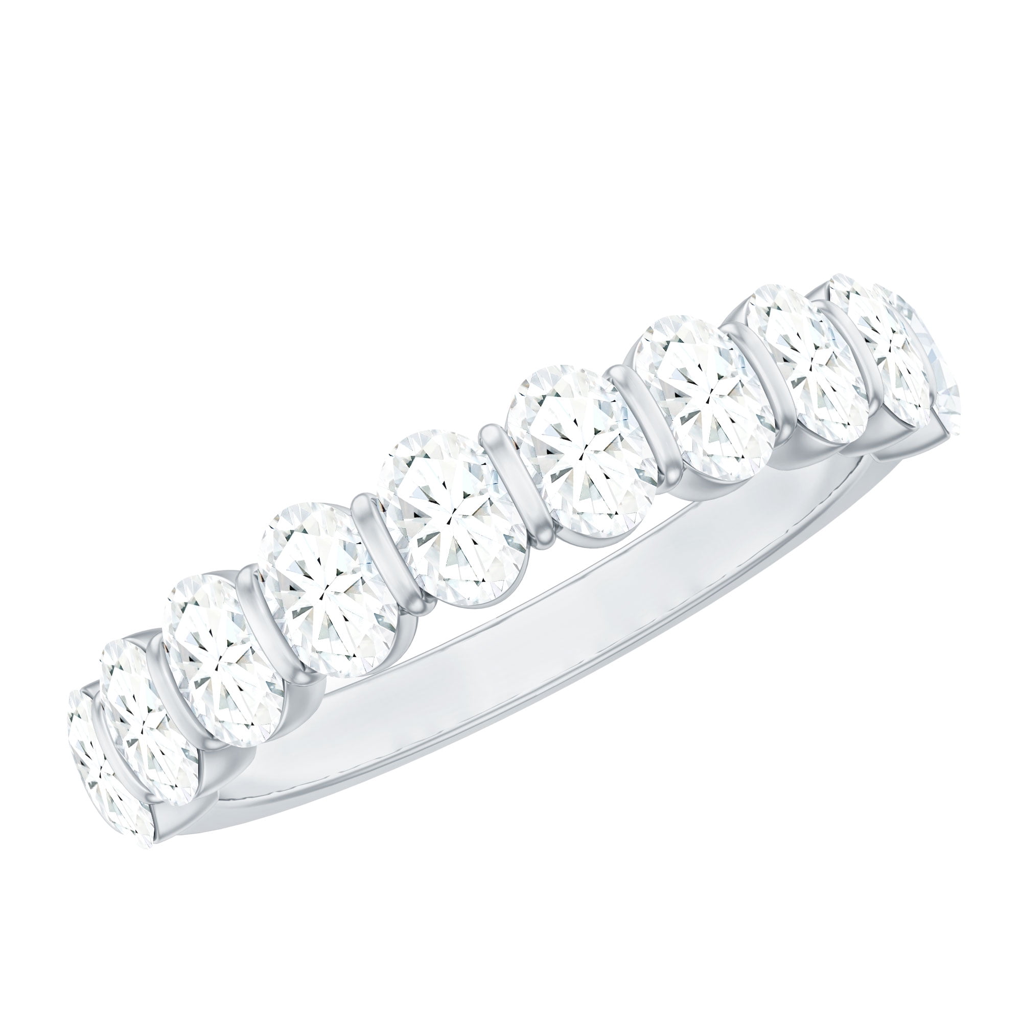 Rosec Jewels Oval Cubic Zirconia Half Eternity Ring for Women ...