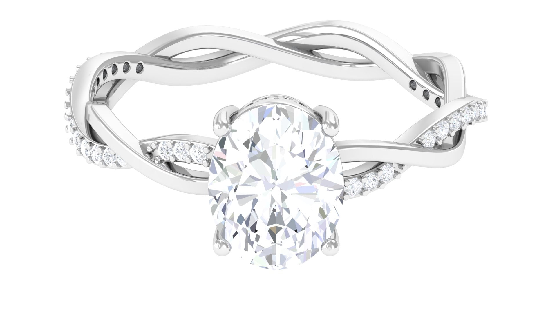 Rosec Jewels Oval Cut Moissanite Solitaire Braided Engagement Ring for ...