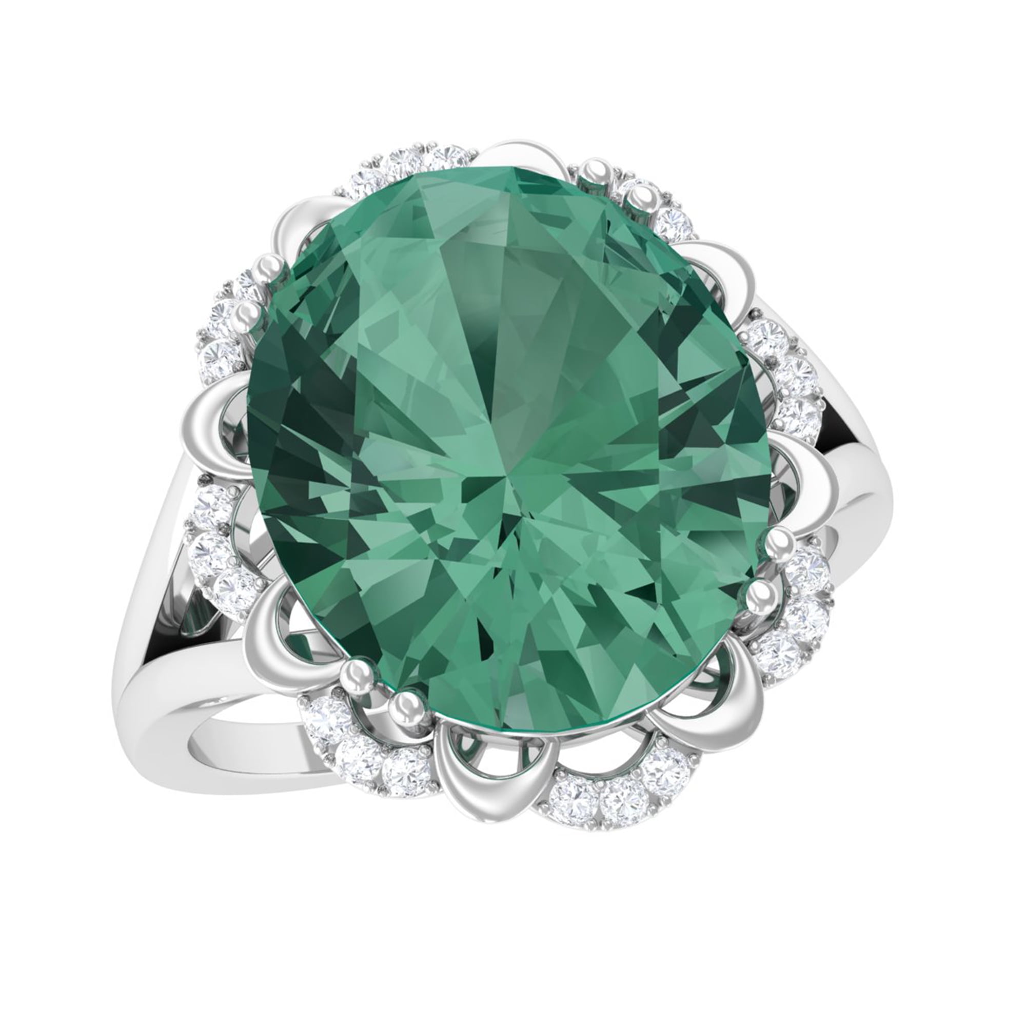 Rosec Jewels Oval Lab Grown Green Sapphire Vintage Inspired Ring with ...