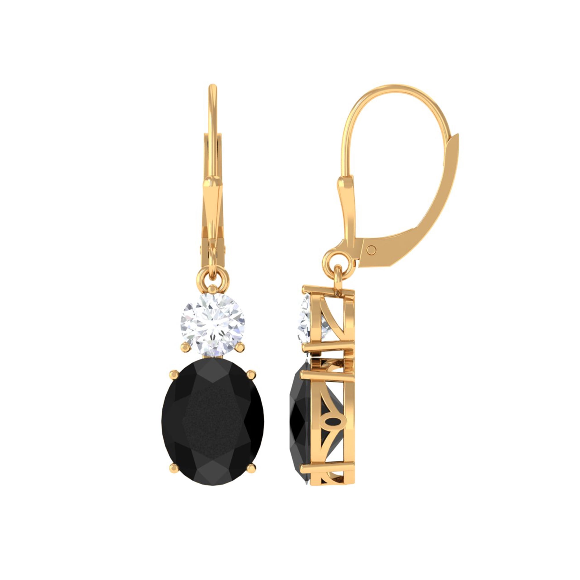 Rosec Jewels Oval Shape Lab Grown Black Diamond Drop Earrings with ...