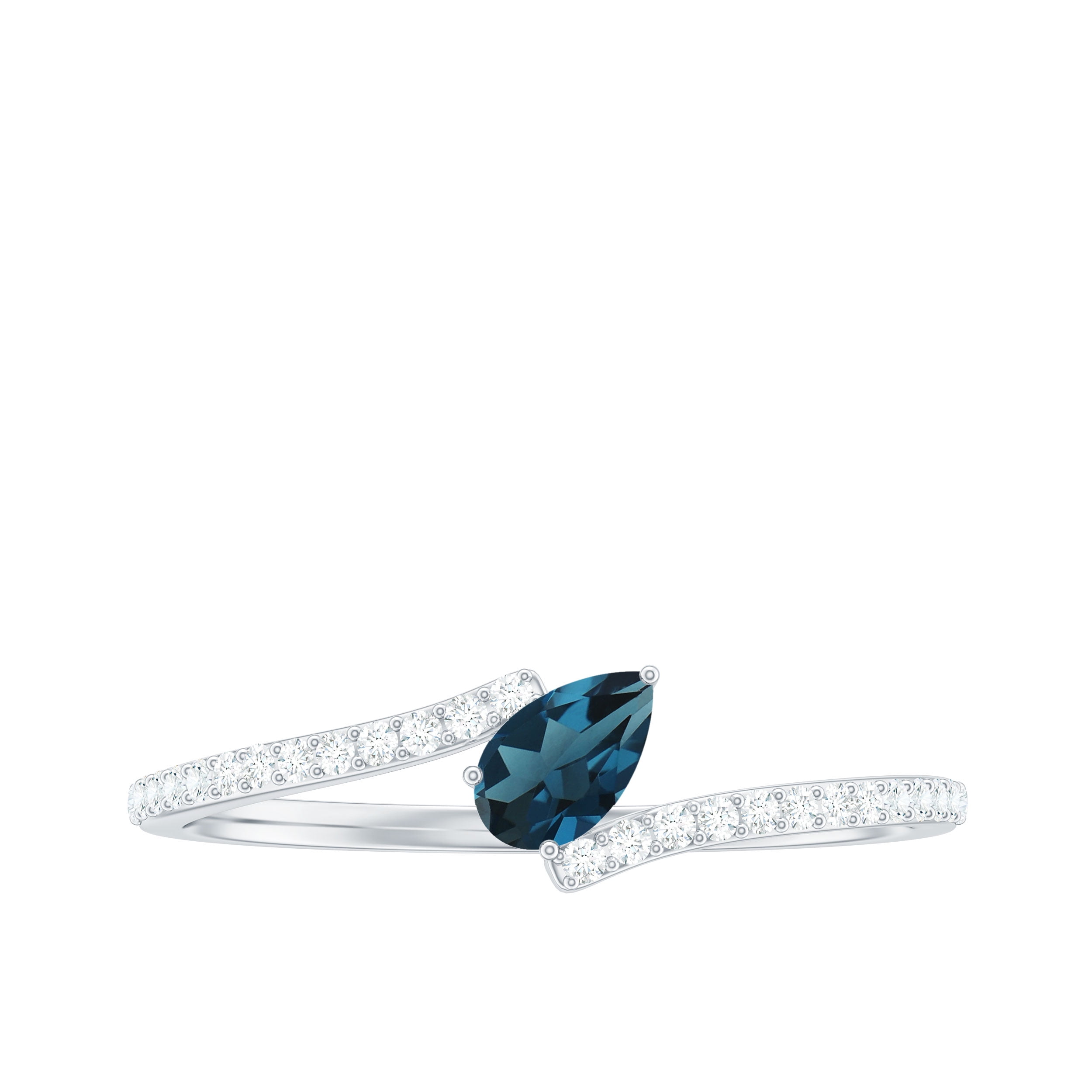 Rosec Jewels Pear Shape London Blue Topaz Promise Ring with Diamond for ...