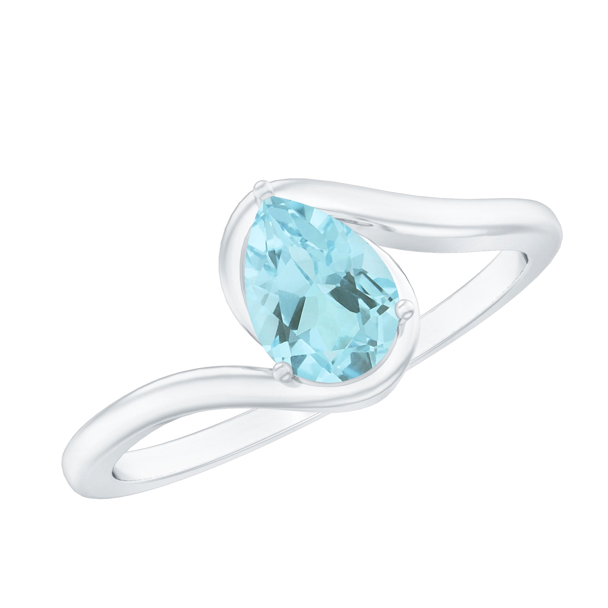 Rosec Jewels Pear Shape Sky Blue Topaz Solitaire Ring for Women, Bypass ...