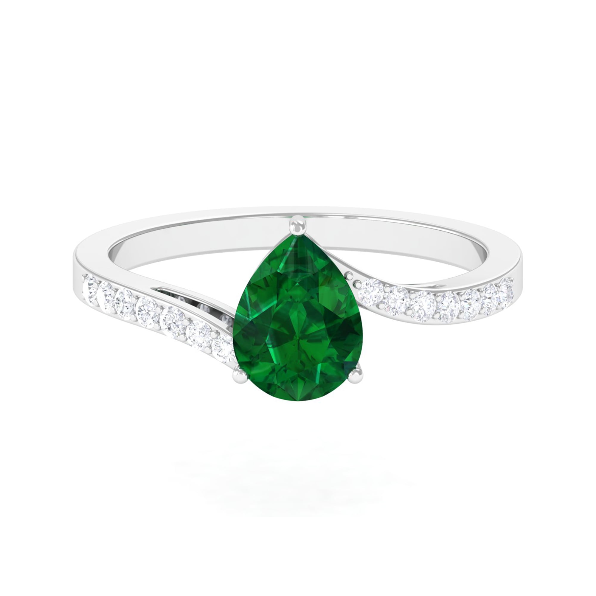 Rosec Jewels Pear Shaped Lab Created Emerald Solitaire Ring with ...