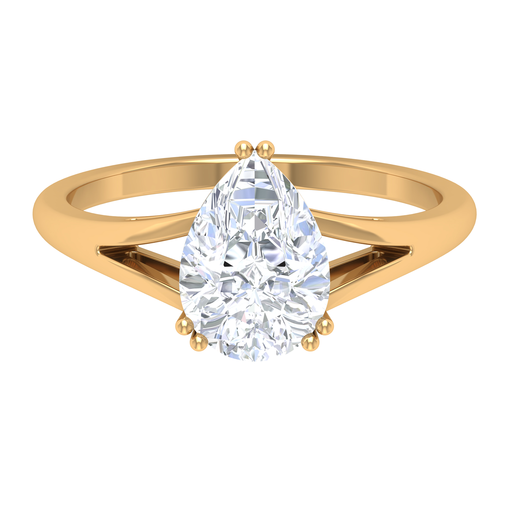 Rosec Jewels Pear Shaped Moissanite Solitaire Engagement Ring 2 Ct - 7x10 mm - D-VS1 Quality ...