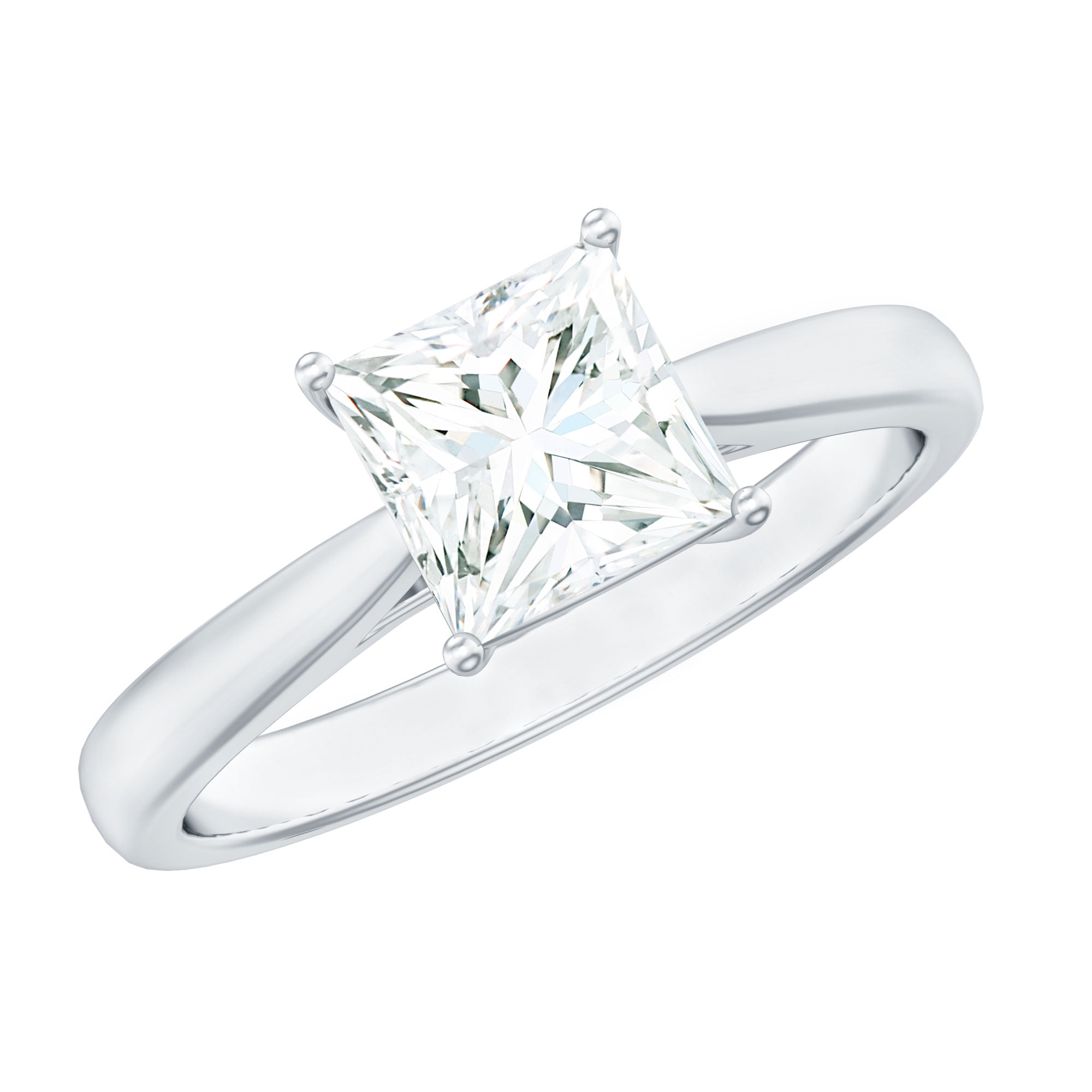 Rosec Jewels Princess Cut Moissanite Solitaire Engagement Ring for Women - 6 mm, D-VS1 Grade ...