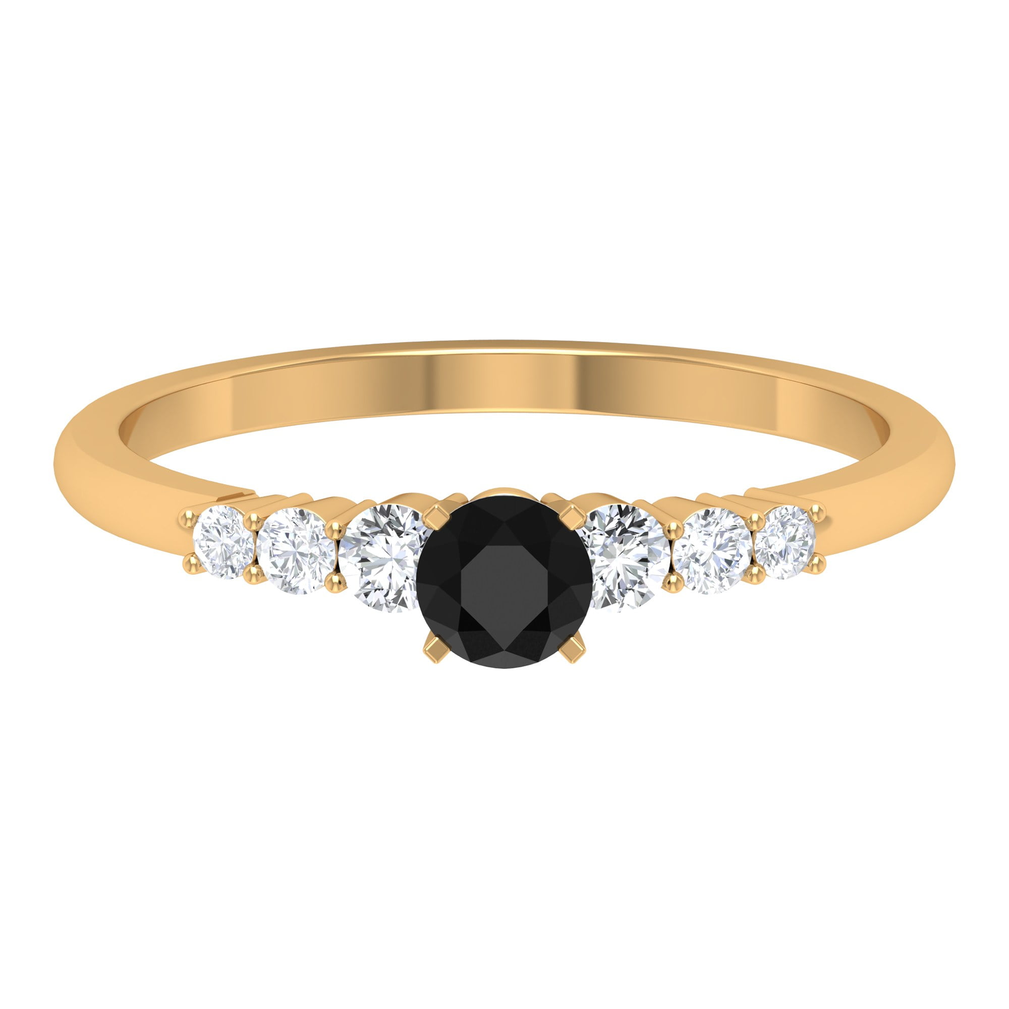 Rosec Jewels Real Black Onyx Minimal Solitaire Ring for Women- AAA Grade, 14K Yellow Gold, US 13 ...