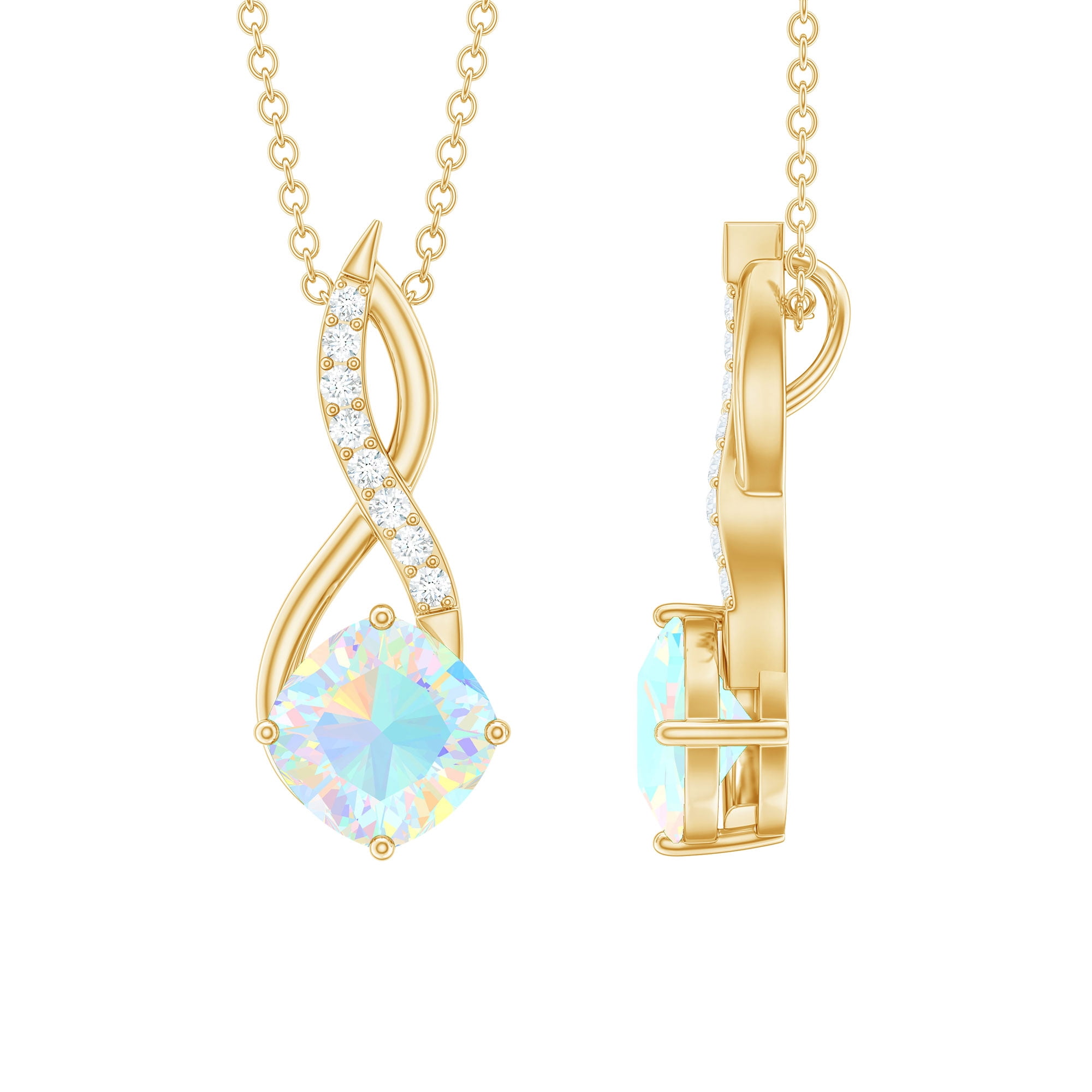 Rosec Jewels Real Ethiopian Opal Infinity Pendant with Moissanite - 8 ...