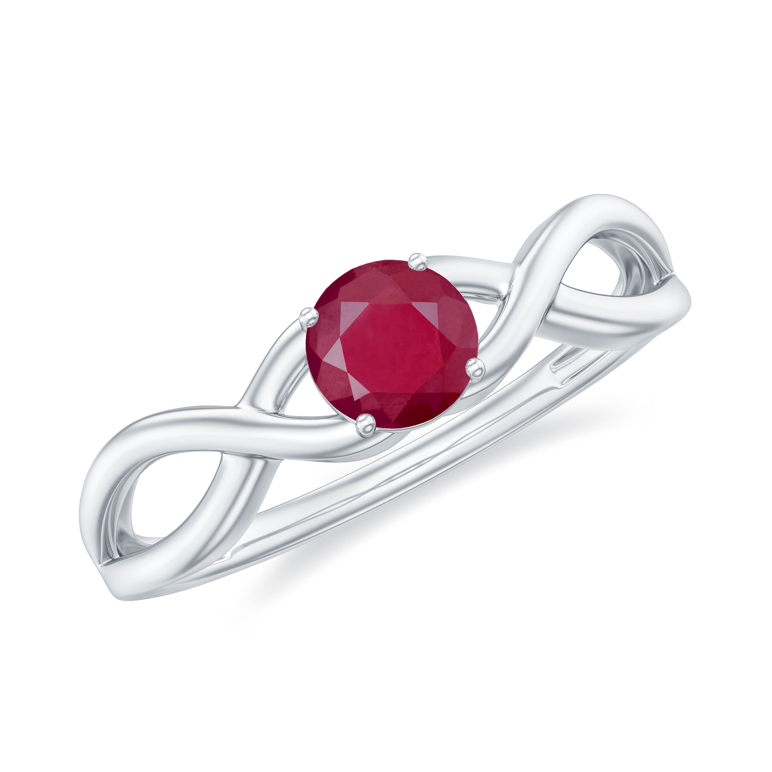Rosec Jewels Red Ruby Solitaire Infinity Ring for Women, Red Gemstone ...