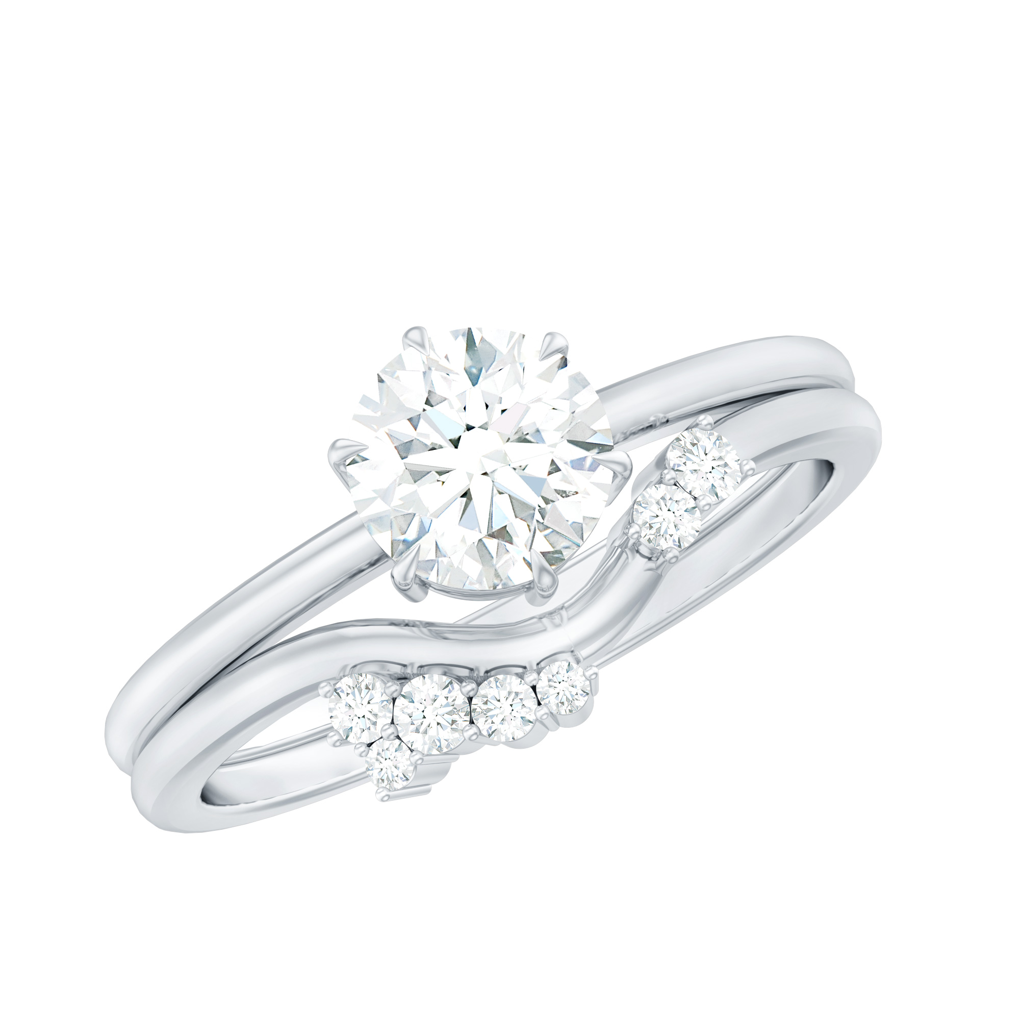 Rosec Jewels Rings Set with Lab Diamond - 1 Ct Engagement Ring with ...